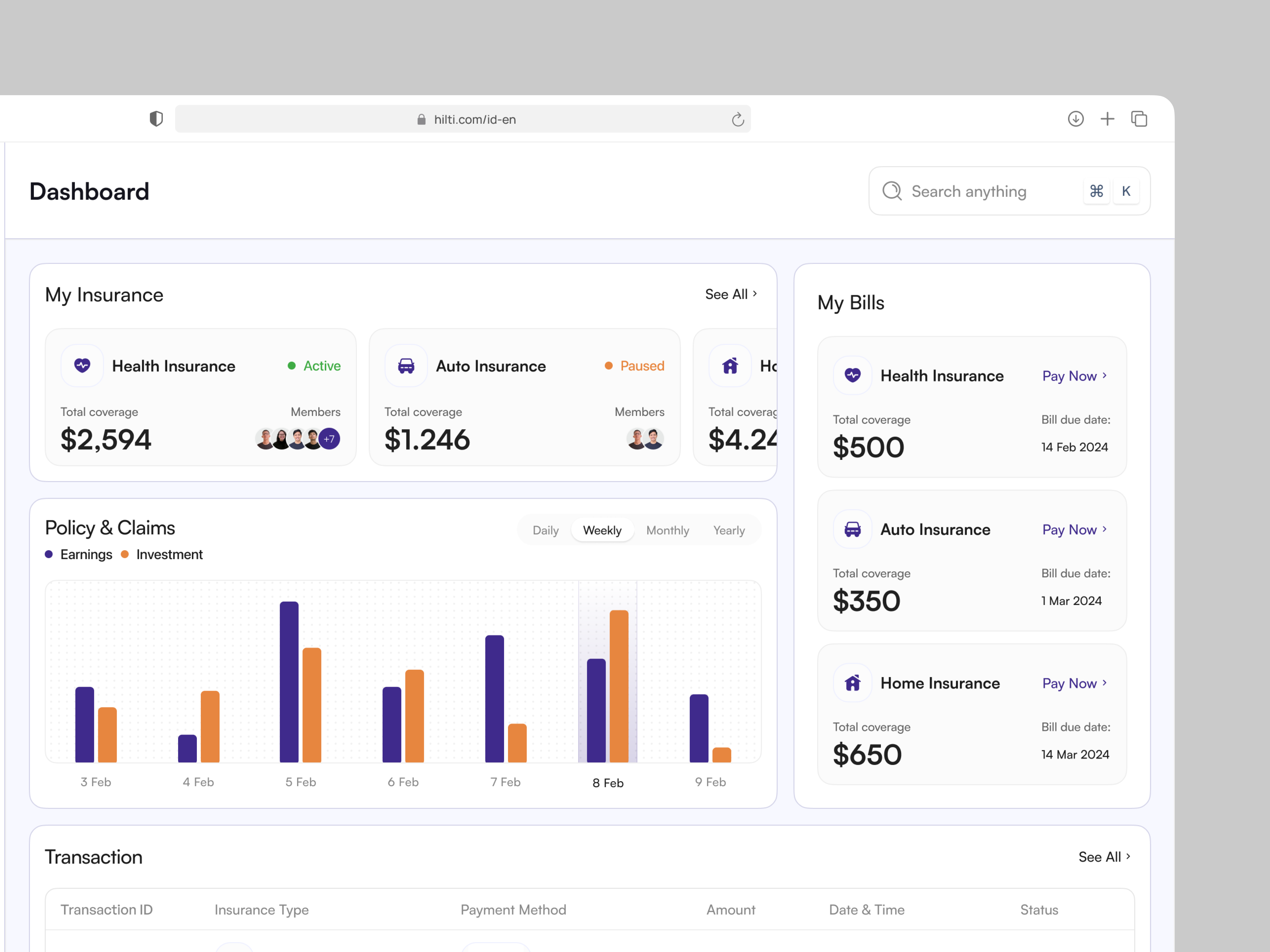 Hilti - Health Insurance Dashboard by Daffa Toldo👽 for Caraka on Dribbble