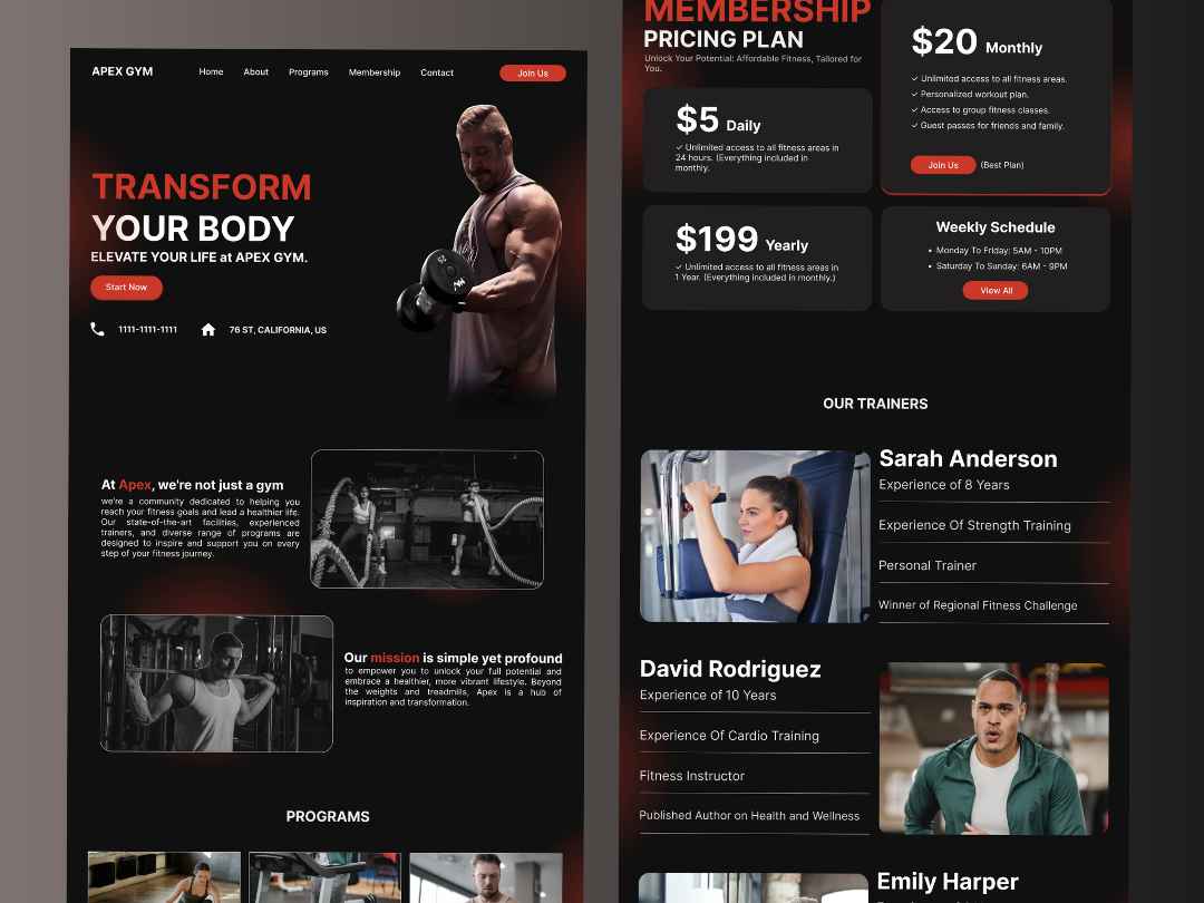 Gym & Fitness Landing Page by Nova Designs on Dribbble