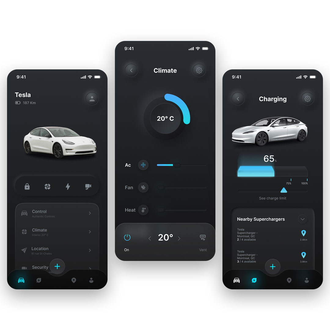 Tesla App UI Designs by Arfin Hasib on Dribbble