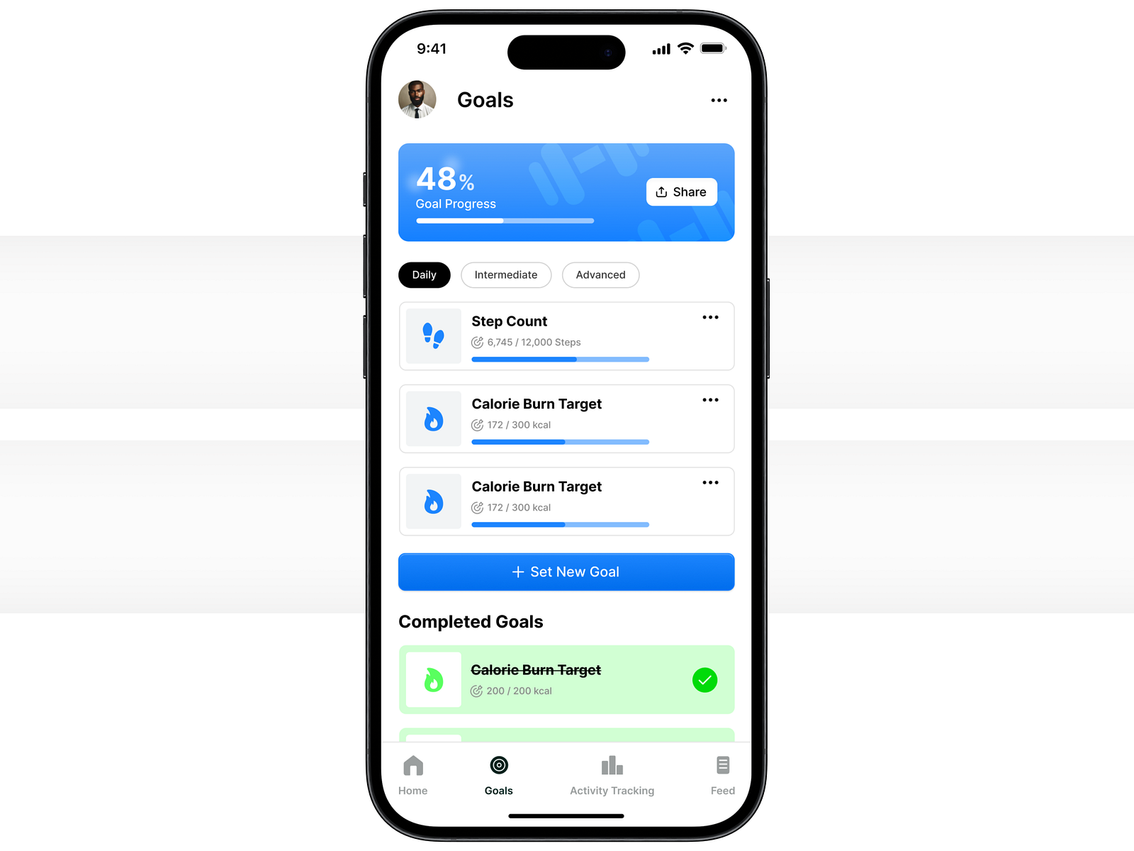 Fitness app goal setting by Bankole Abdulbasit on Dribbble