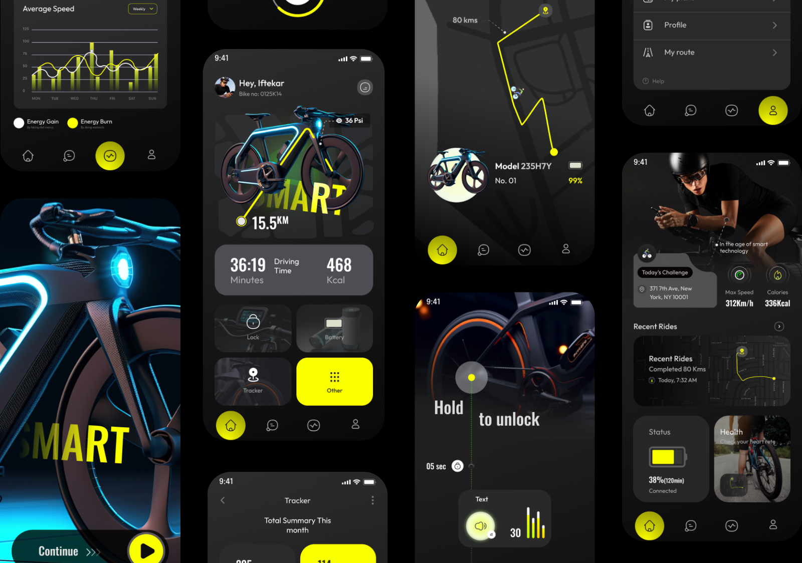 Smart Bike Mobile App UI Design I Bicycle by Opedia Studio on Dribbble