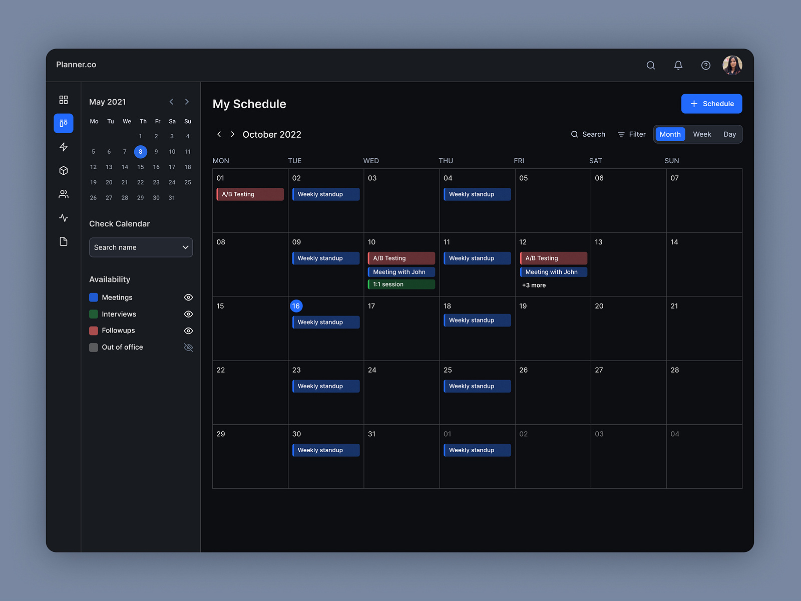 Dark theme Calendar ⭐️ by Javeria Urooj on Dribbble