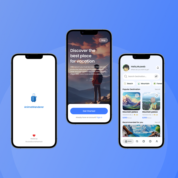 Travel Anime App UI Design #dailyuidesign by Muzeeb Urrahaman on Dribbble