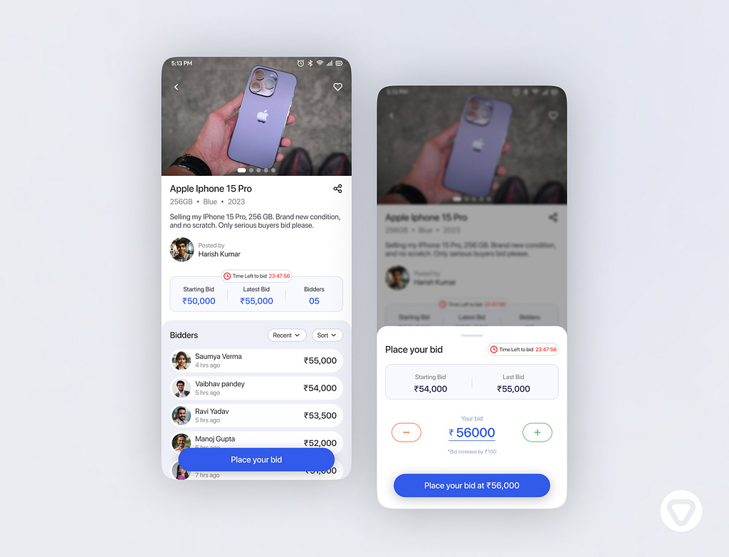 Bidding App design by Vivek Kesarwani on Dribbble