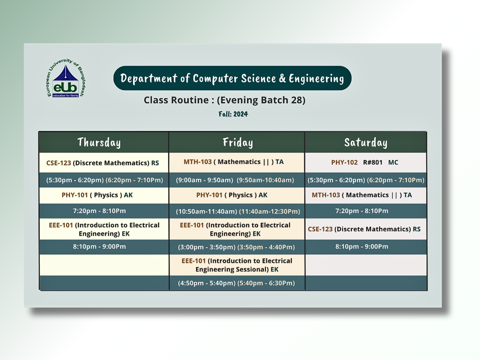 Class routine design by Jubayer Islam on Dribbble