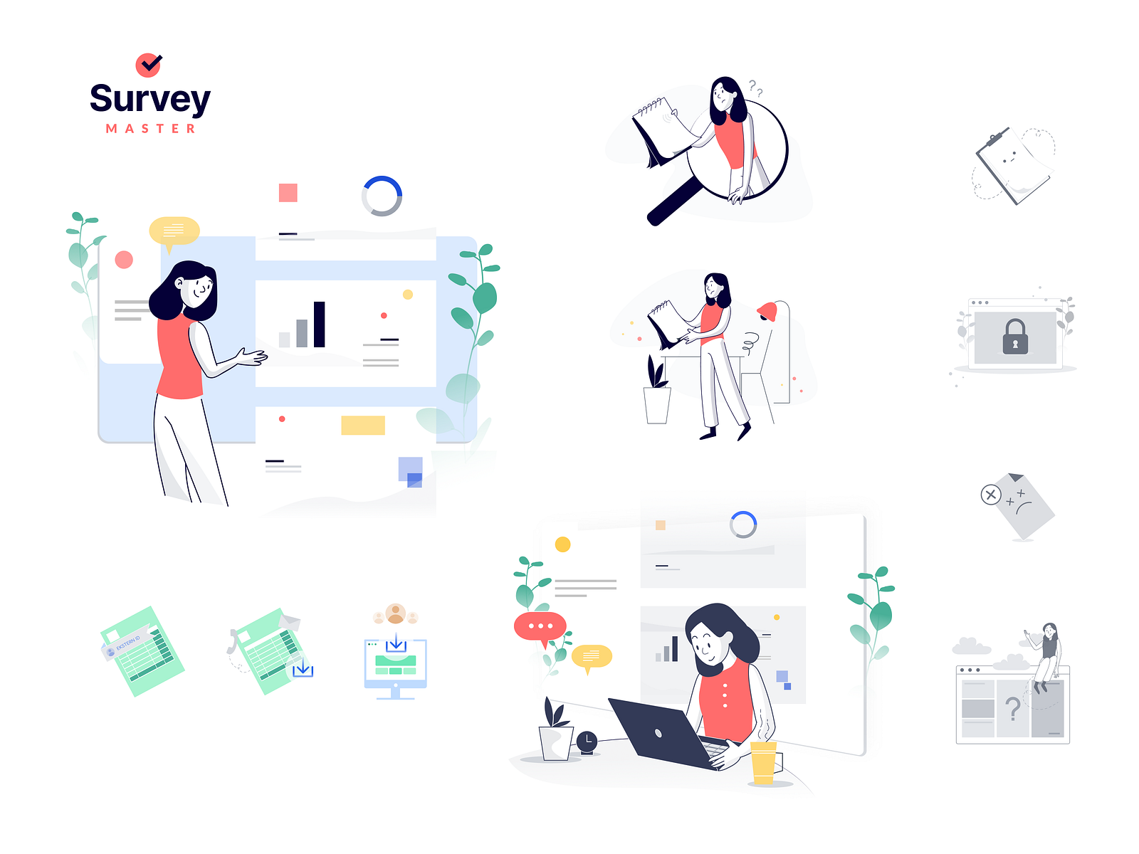 Illustration pack for a Survey Management (SaaS) application by ...