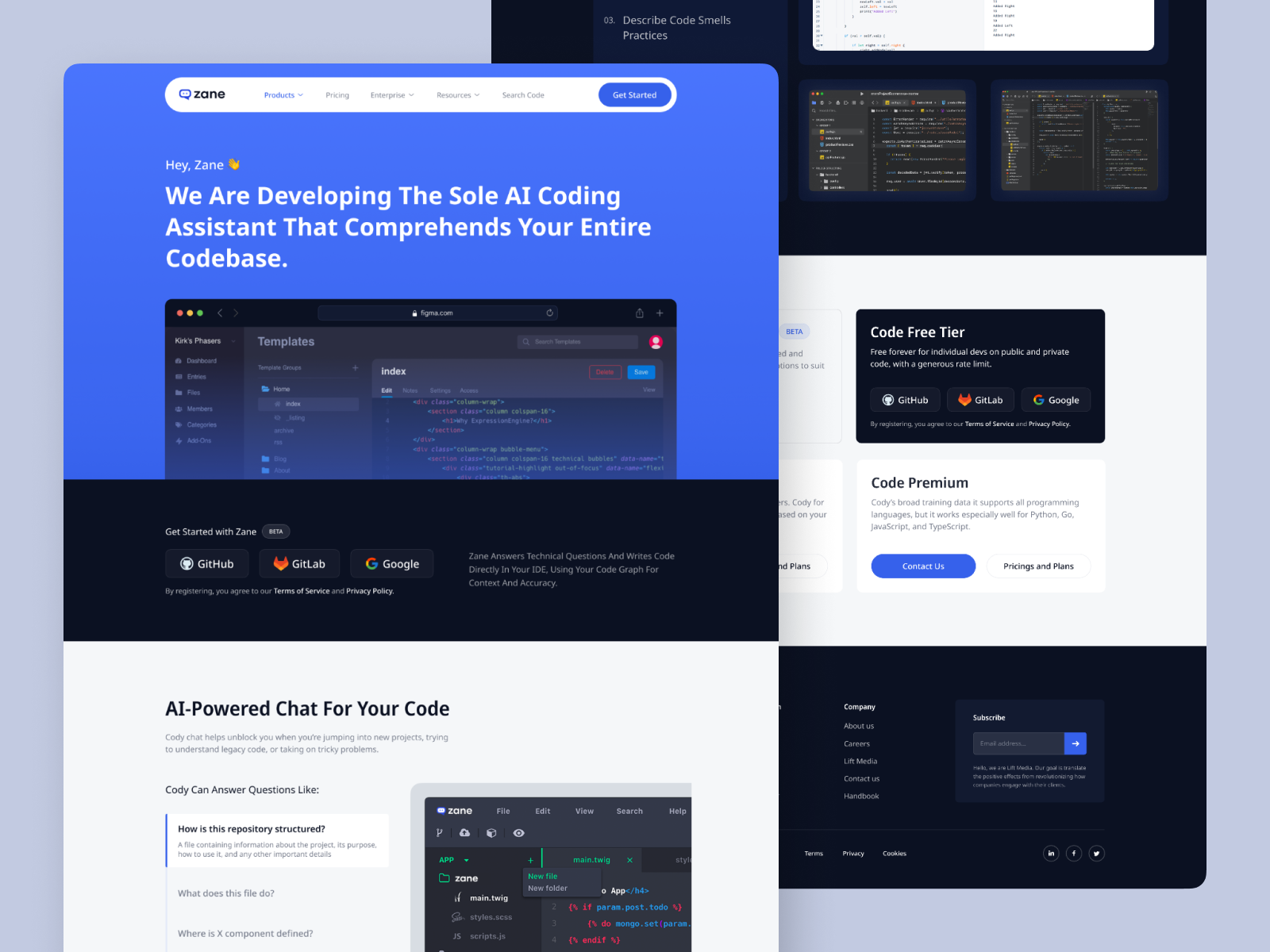 Zane - AI Coding Assistant Website Design by Tamim Al Arafat on Dribbble