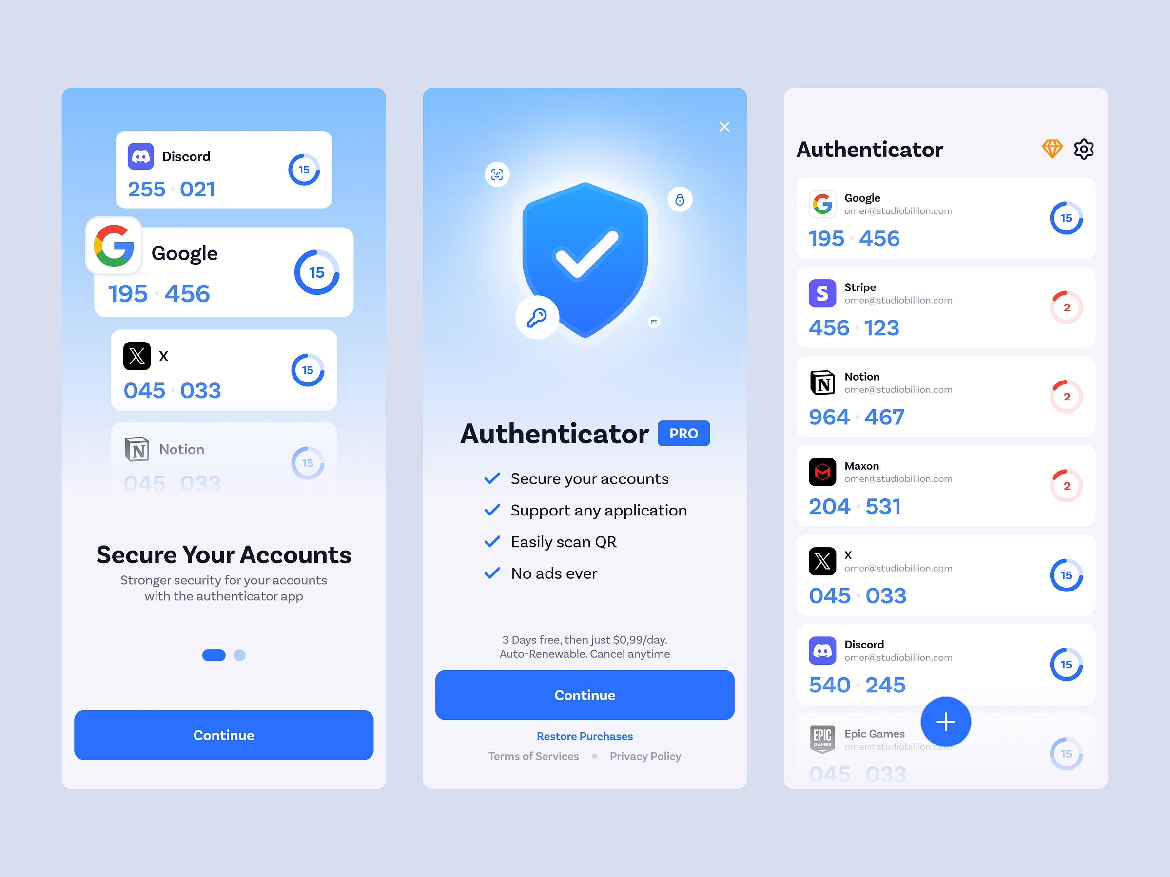 Authenticator App UI by Ömer Aslan on Dribbble