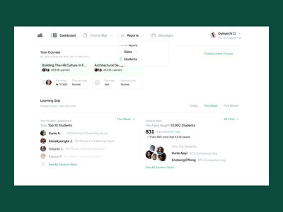 Tutor Course Management Dashboard by Ekemini Mark on Dribbble