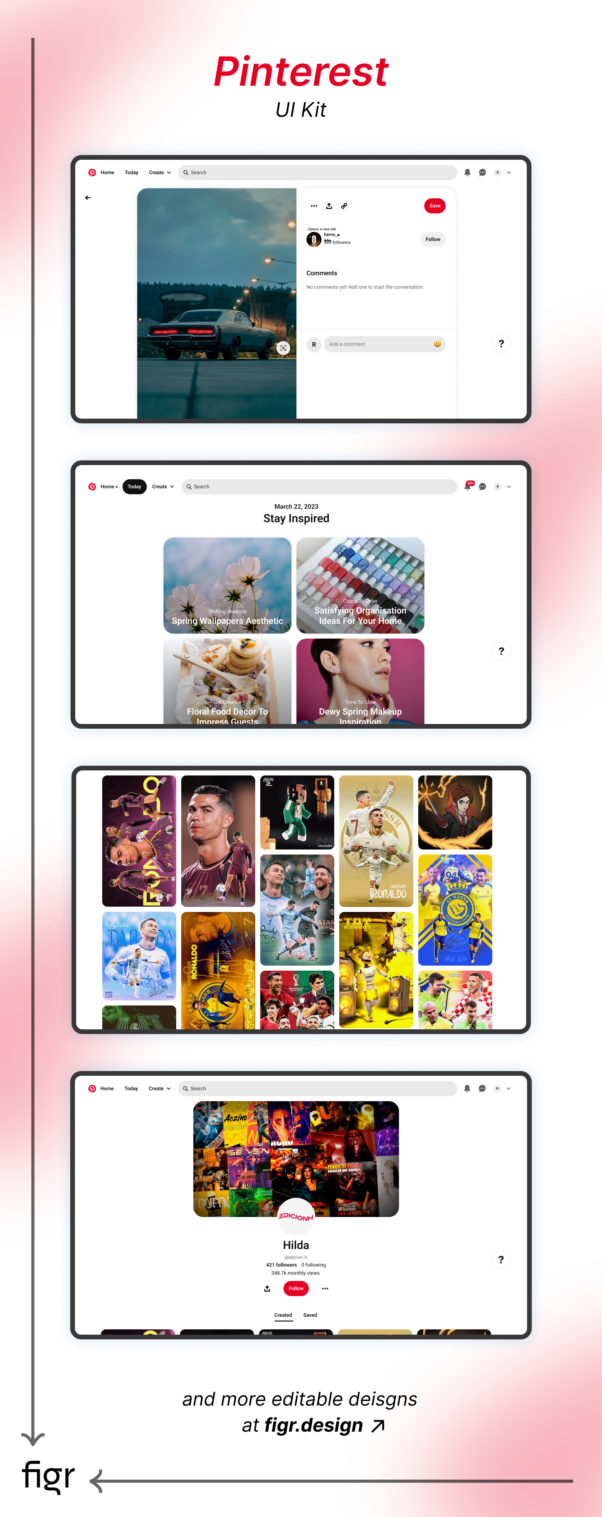 Make Pinterest UI your own by Figr Design on Dribbble