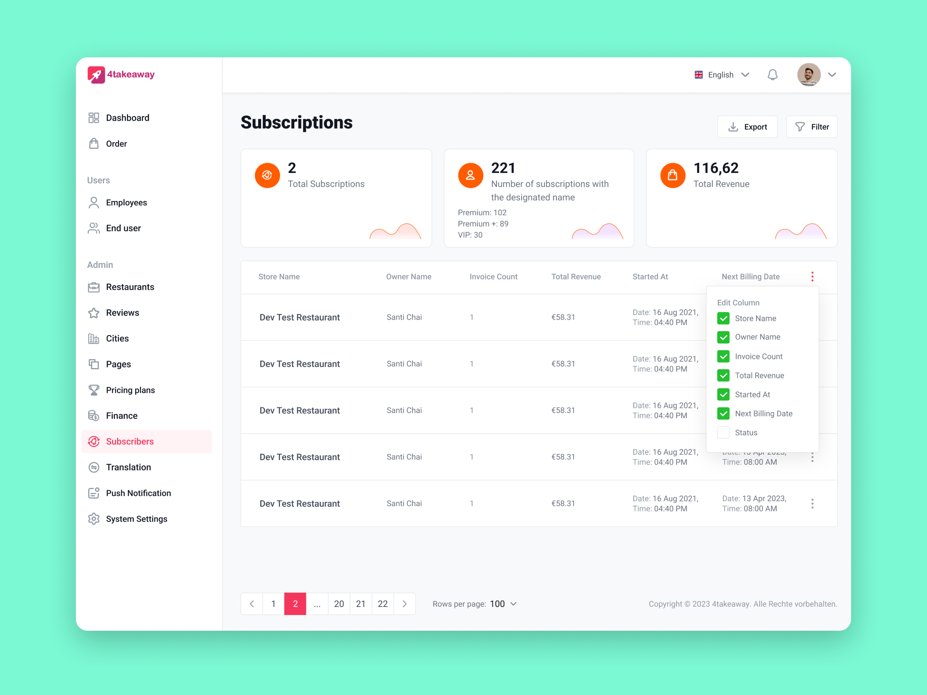 Admin Dashboard Design For Subscriptions by Daniel Barr for Luminalogik ...