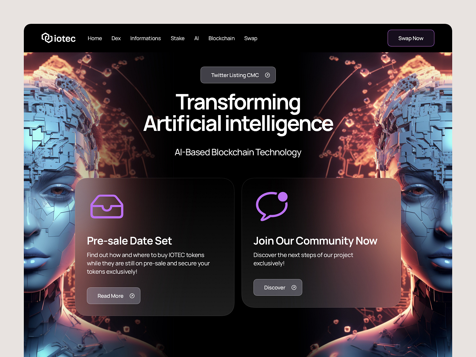 AI-Based Blockchain Technology Landing Page by Kate Zimina on Dribbble