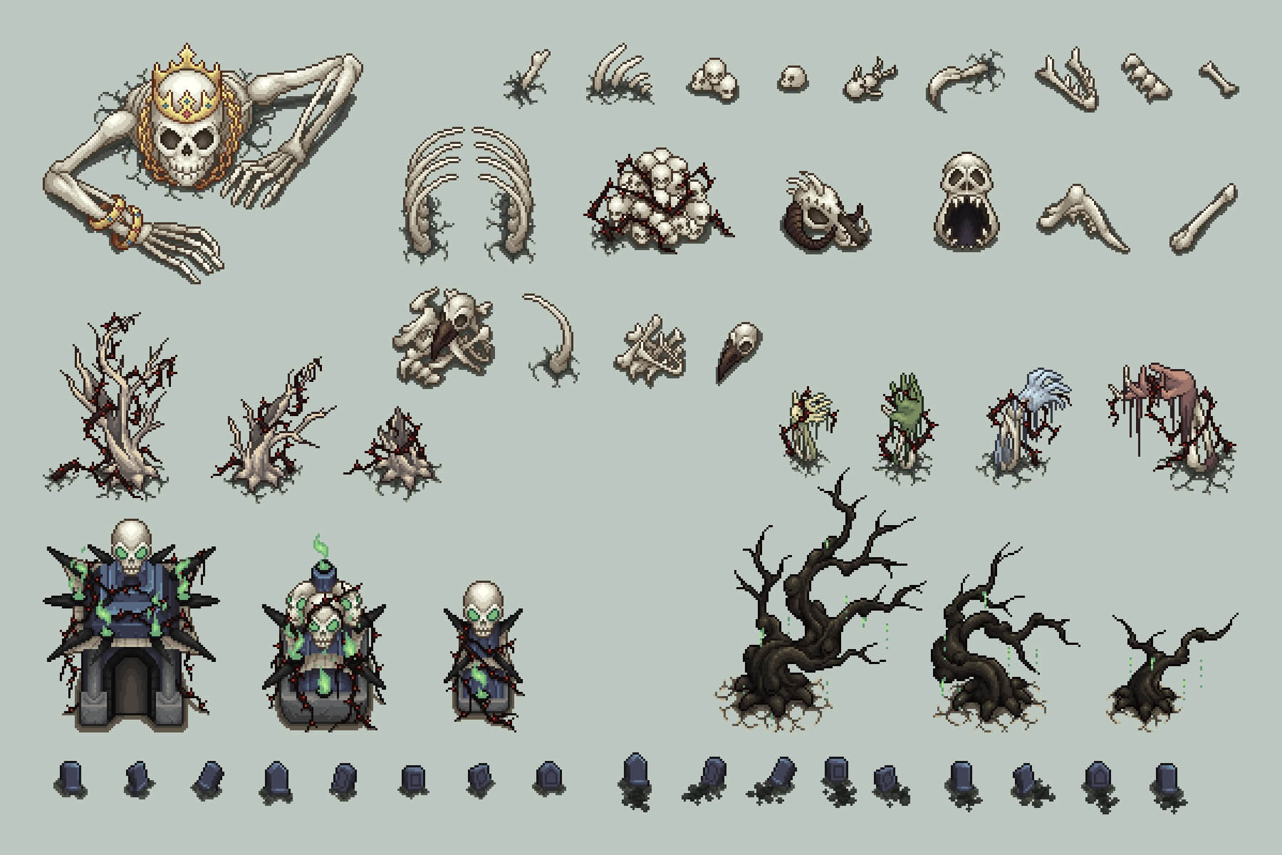 Free Undead Tileset Top Down Pixel Art by 2D Game Assets on Dribbble