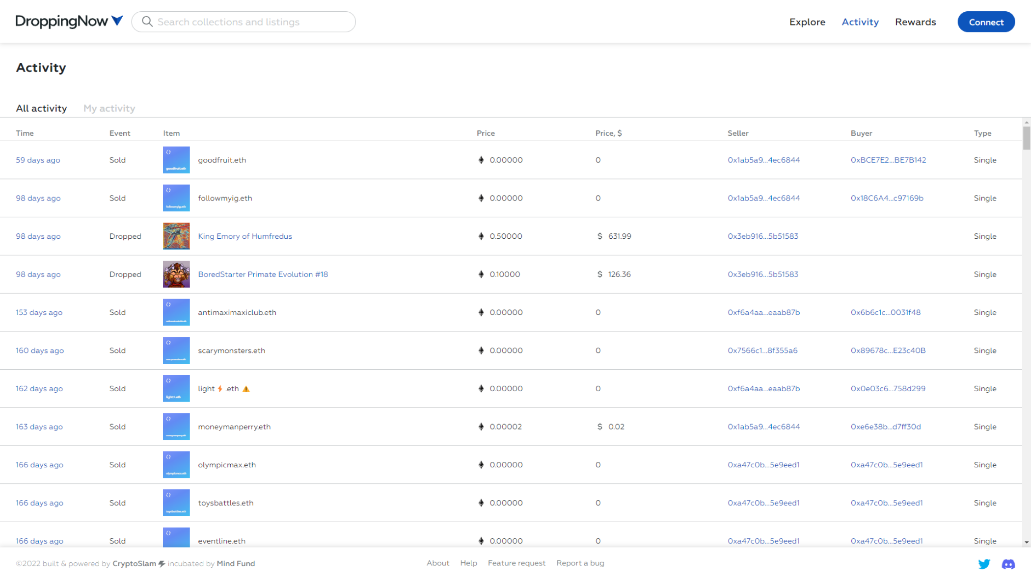 DroppingNow NFT marketplace website by CowChain on Dribbble