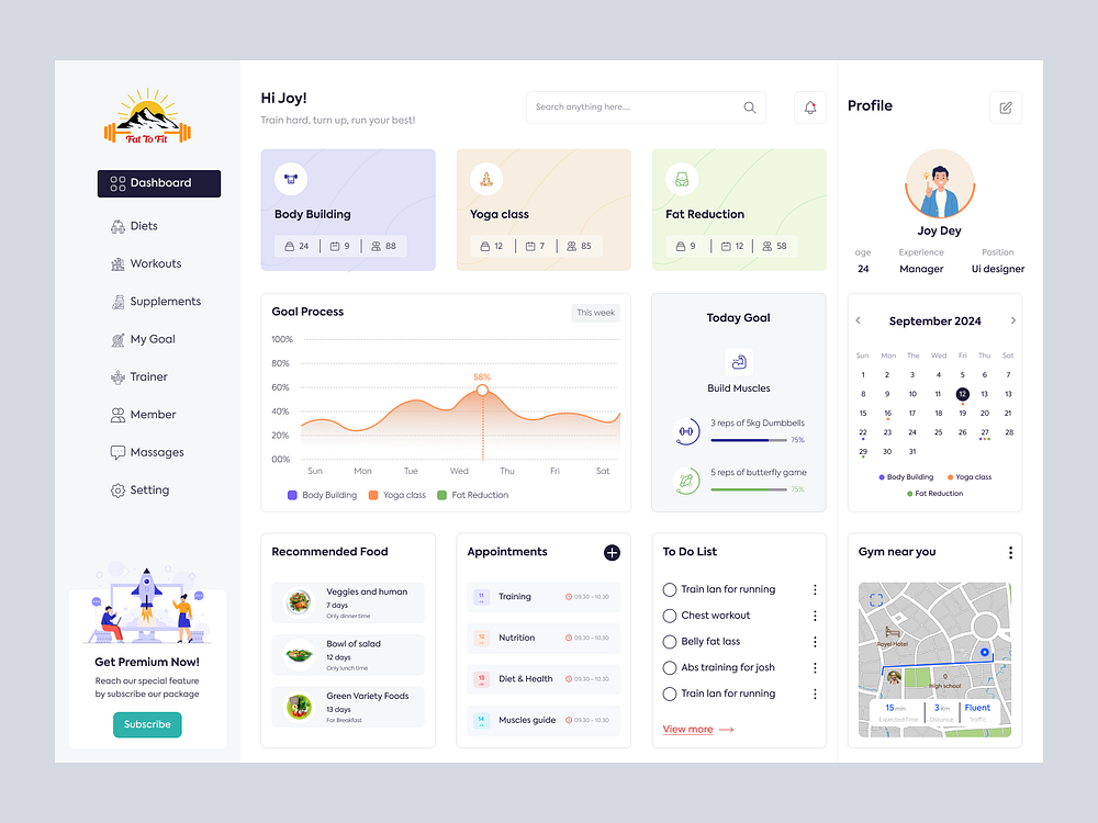 Gym Dashboard designs, themes, templates and downloadable graphic ...