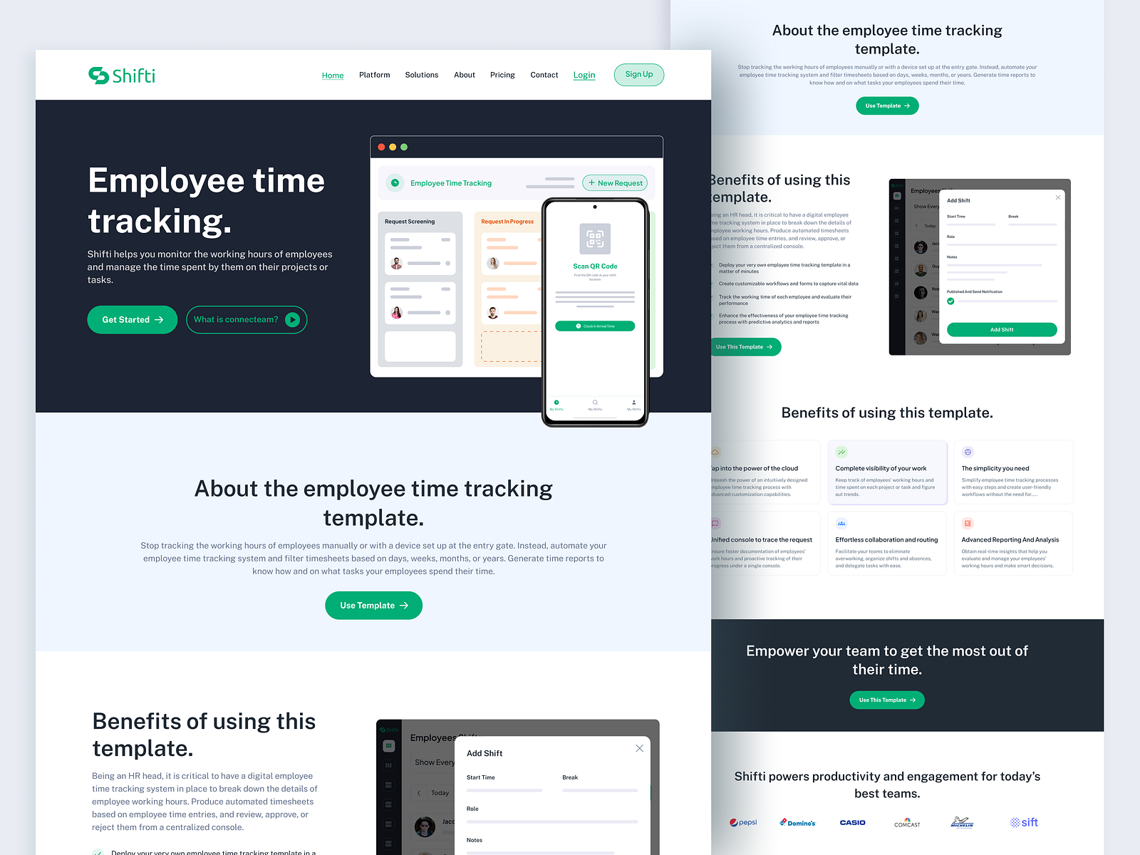 Employee Time Tracking SaaS Landing page by kamal Hasan on Dribbble