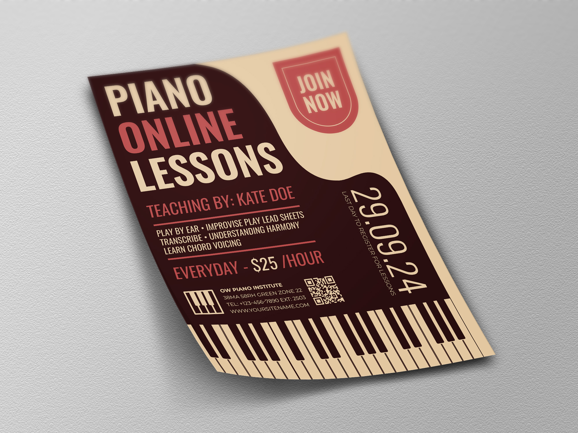 Piano Lessons Flyer Template by OWPictures on Dribbble
