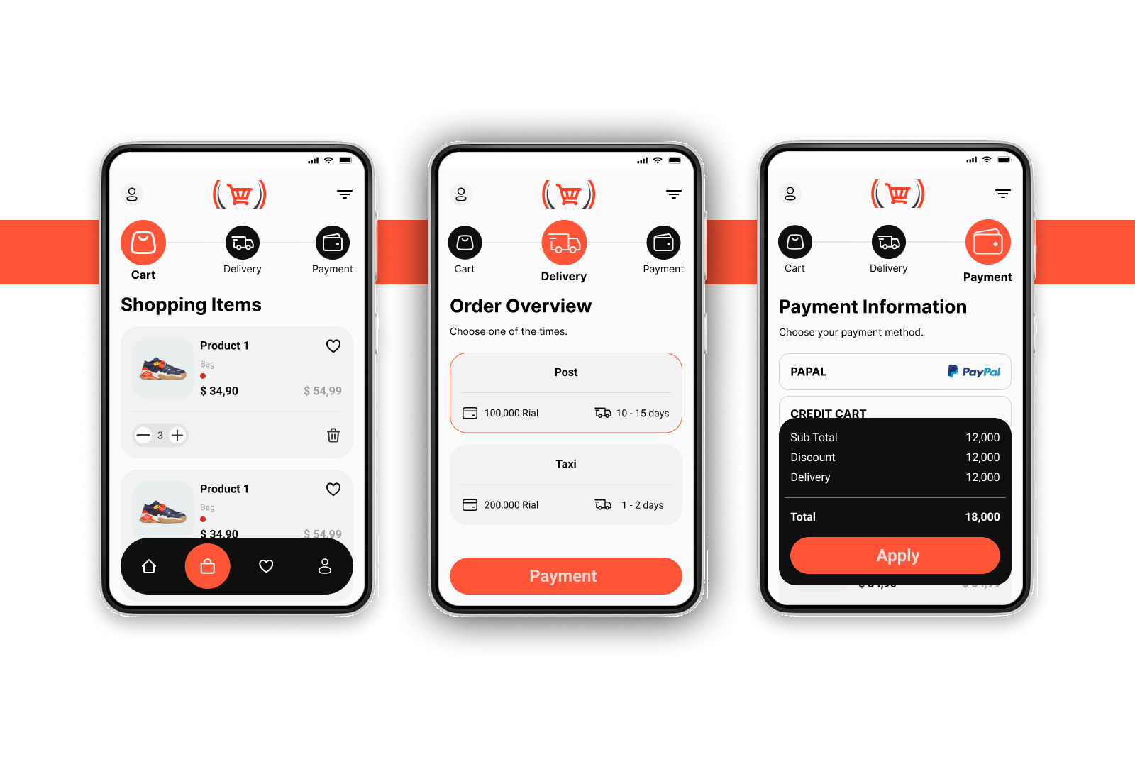 progress bar UI Design in Clothing Shop by Sanaz Mahmoudi on Dribbble
