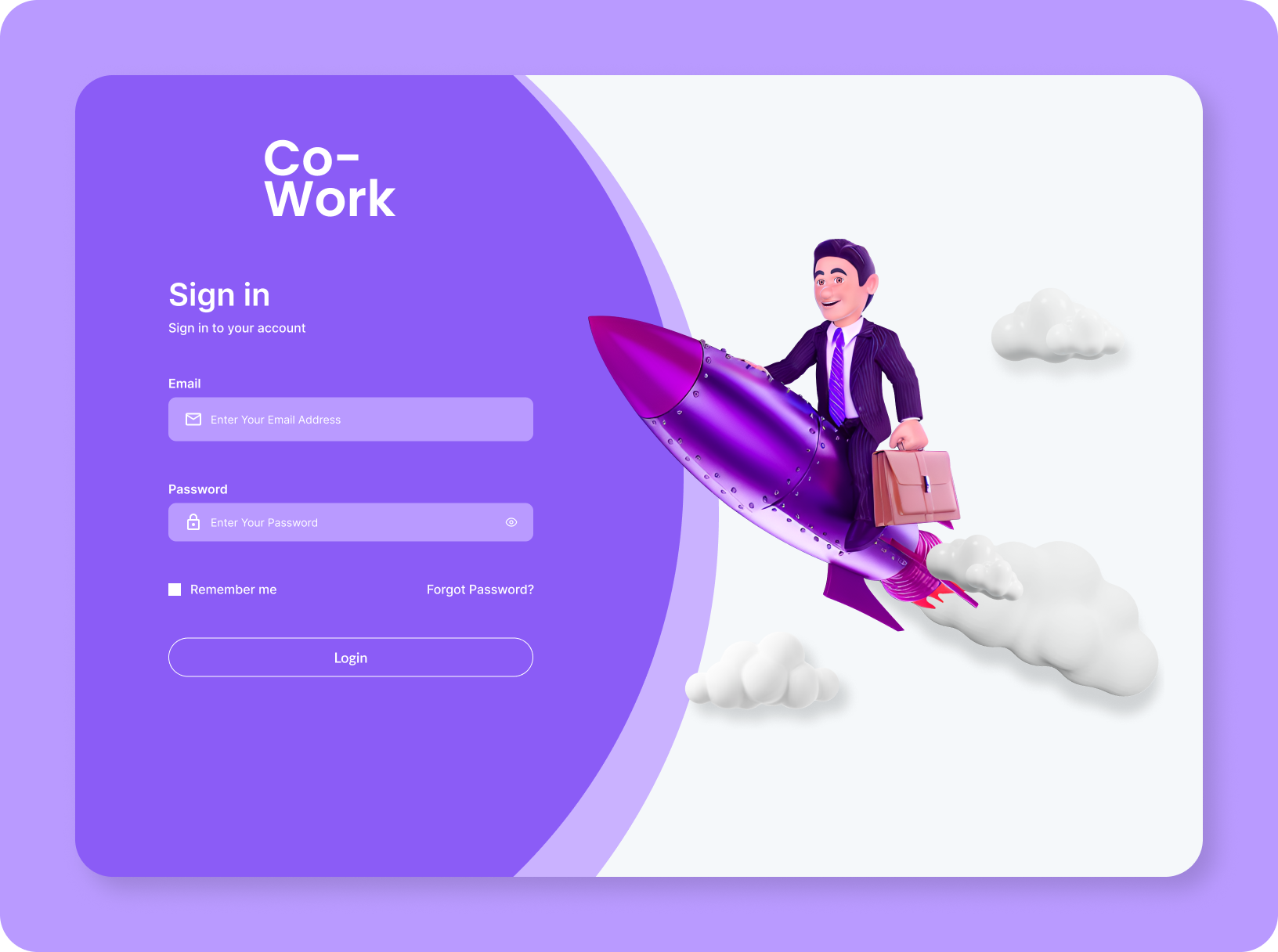 Minimalist 3D Character Login Page - CoWork by M. Andri Firdaus on Dribbble