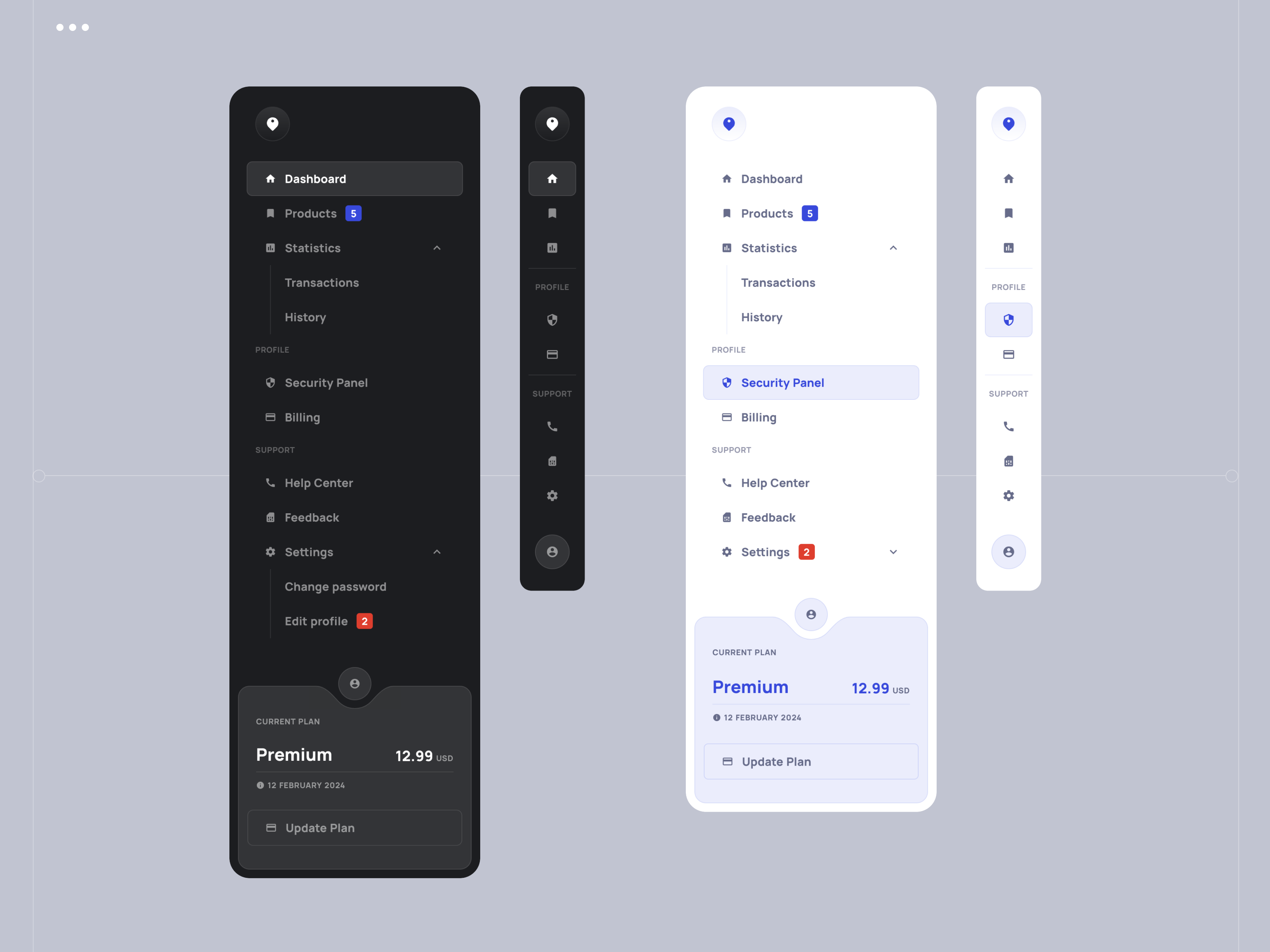 Sidebars - UI Elements #1 by Tomasz Mazurczak for Studio Design on Dribbble