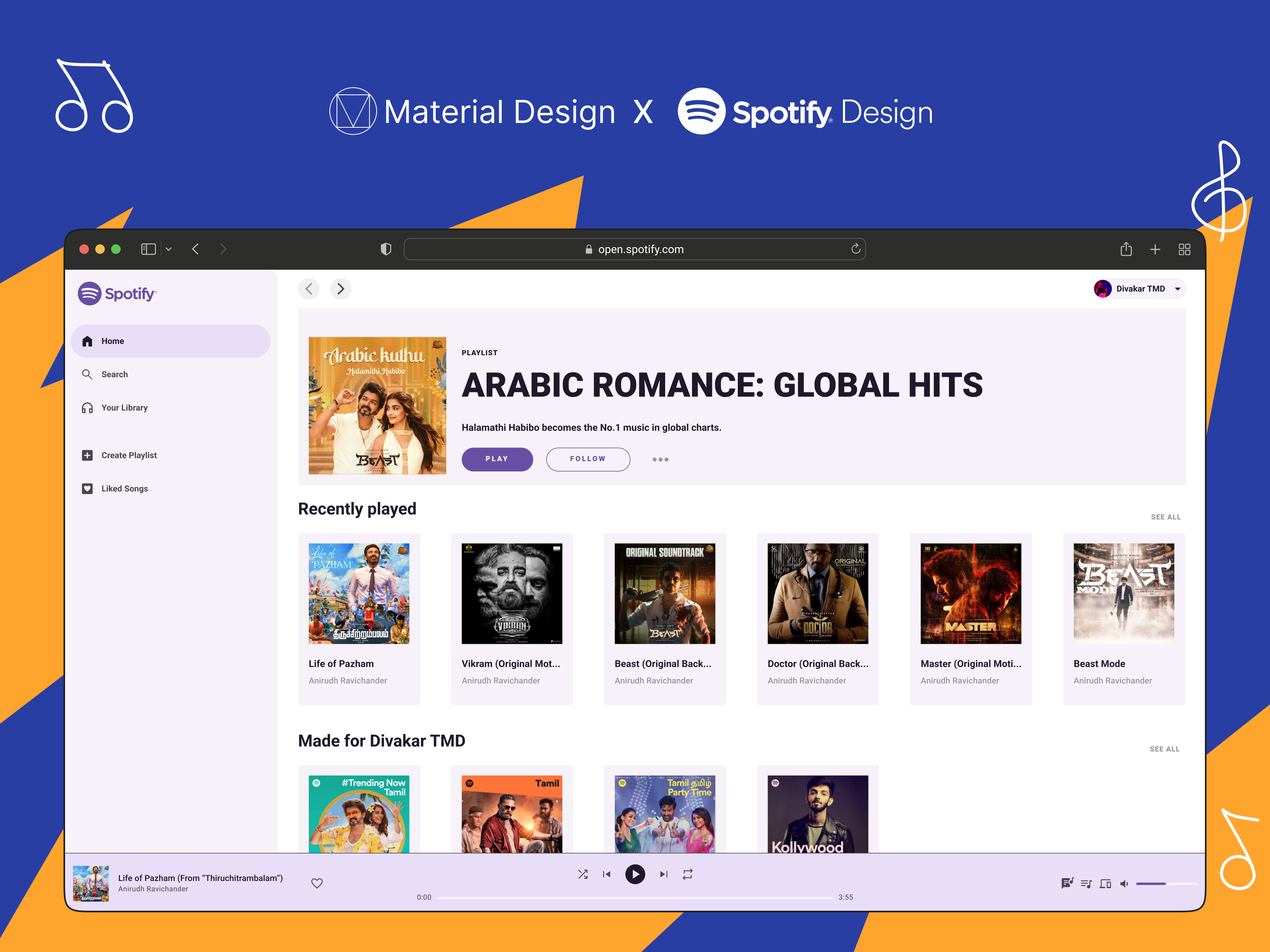 Material Design X Spotify Design by Divakar TMD on Dribbble