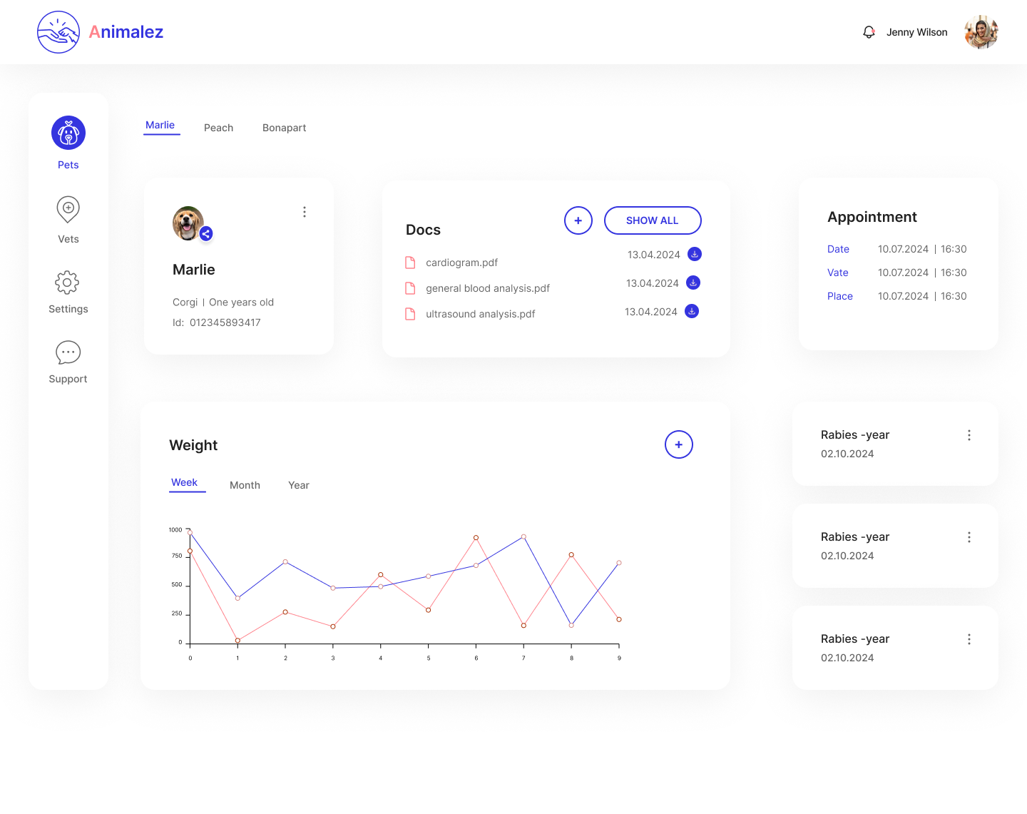 Pet Animal Vatenary Dashboard by UZZAL on Dribbble