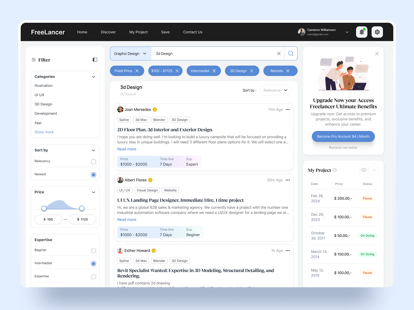 Freelance - Dashboard Concept by Vektora UIUX for Vektora on Dribbble