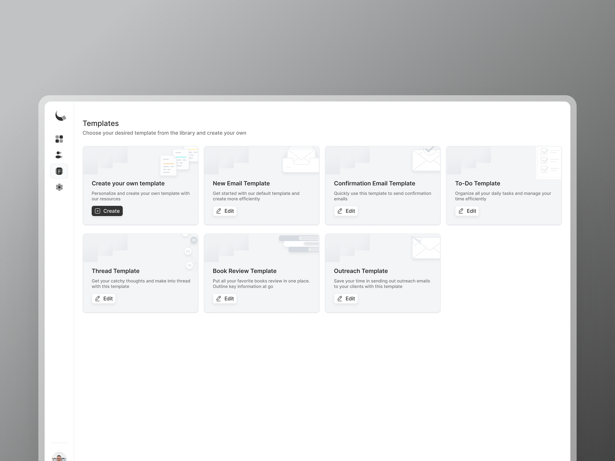 Template selection screen by Md. Shahanab Uddin on Dribbble