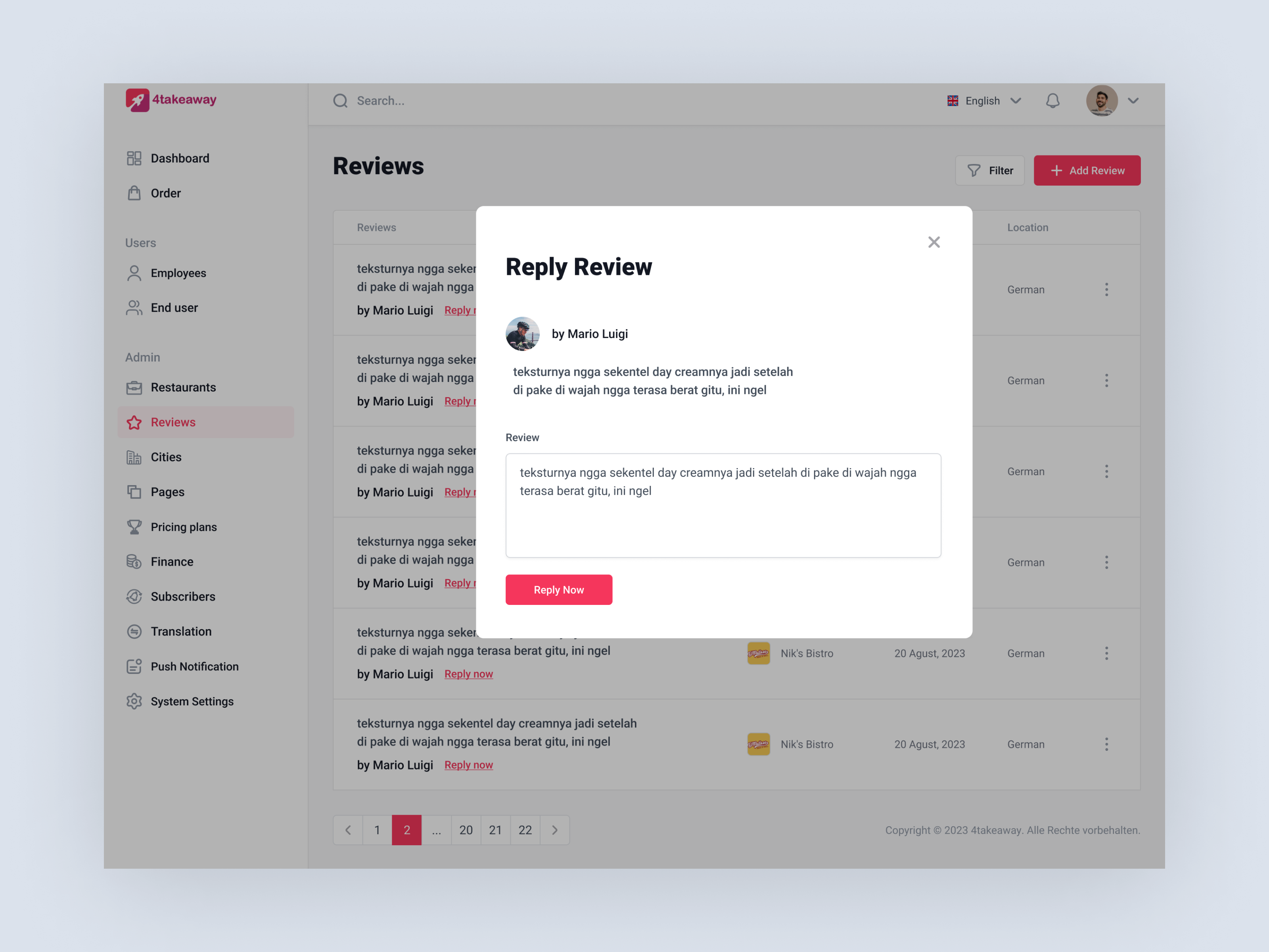Admin Dashboard for Reviews Page Design by Daniel Barr for Luminalogik ...