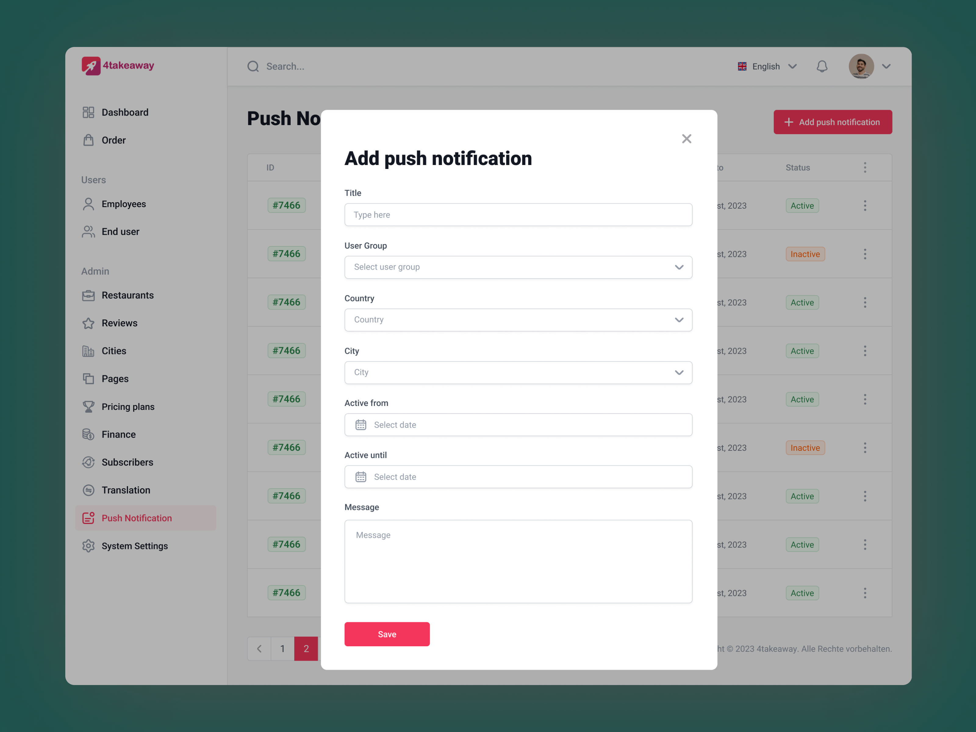 Admin Dashboard for Push Notification by Daniel Barr for Luminalogik on ...