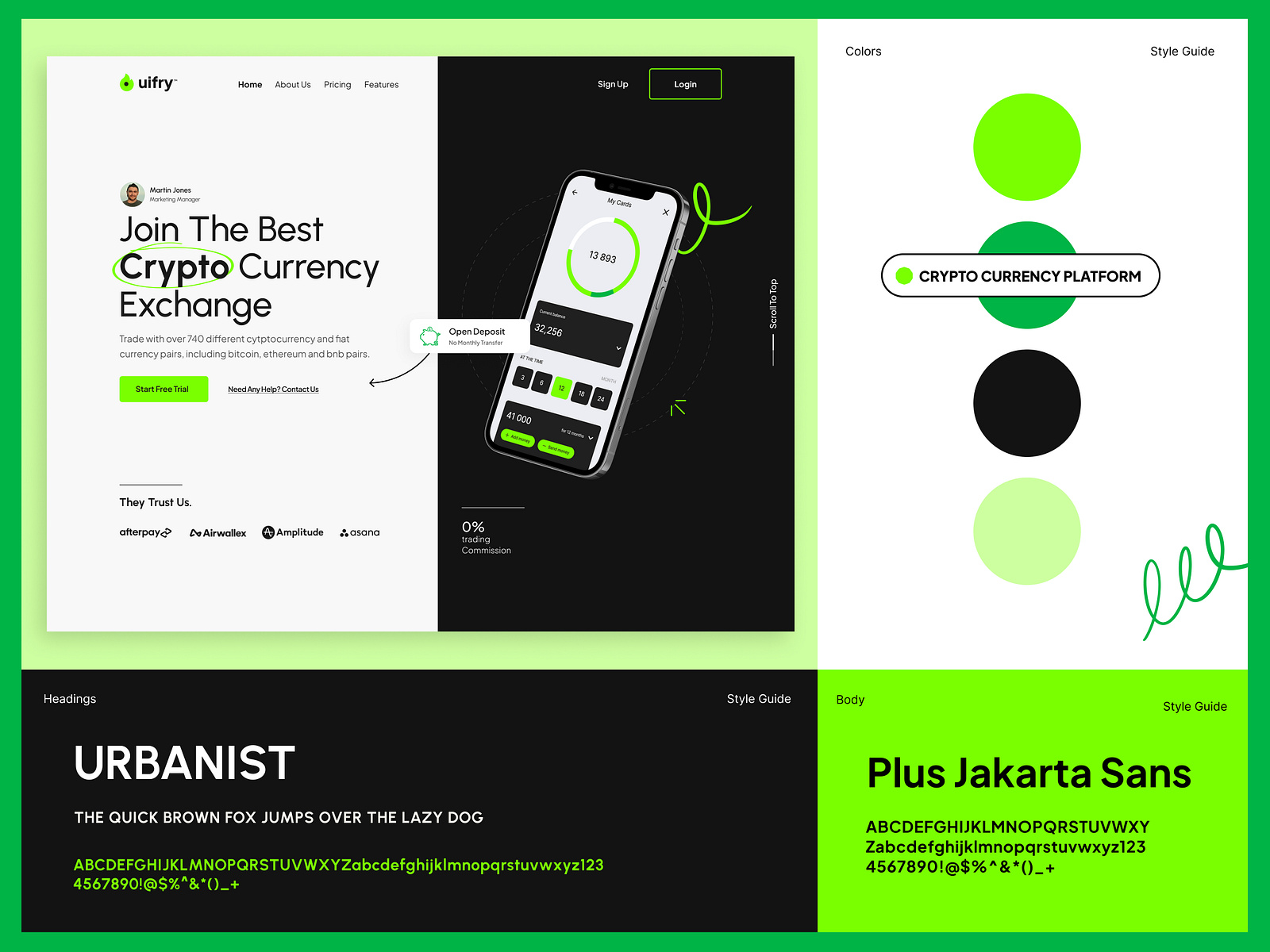 Crypto Currency Website Style Guide with Header by UIFry on Dribbble