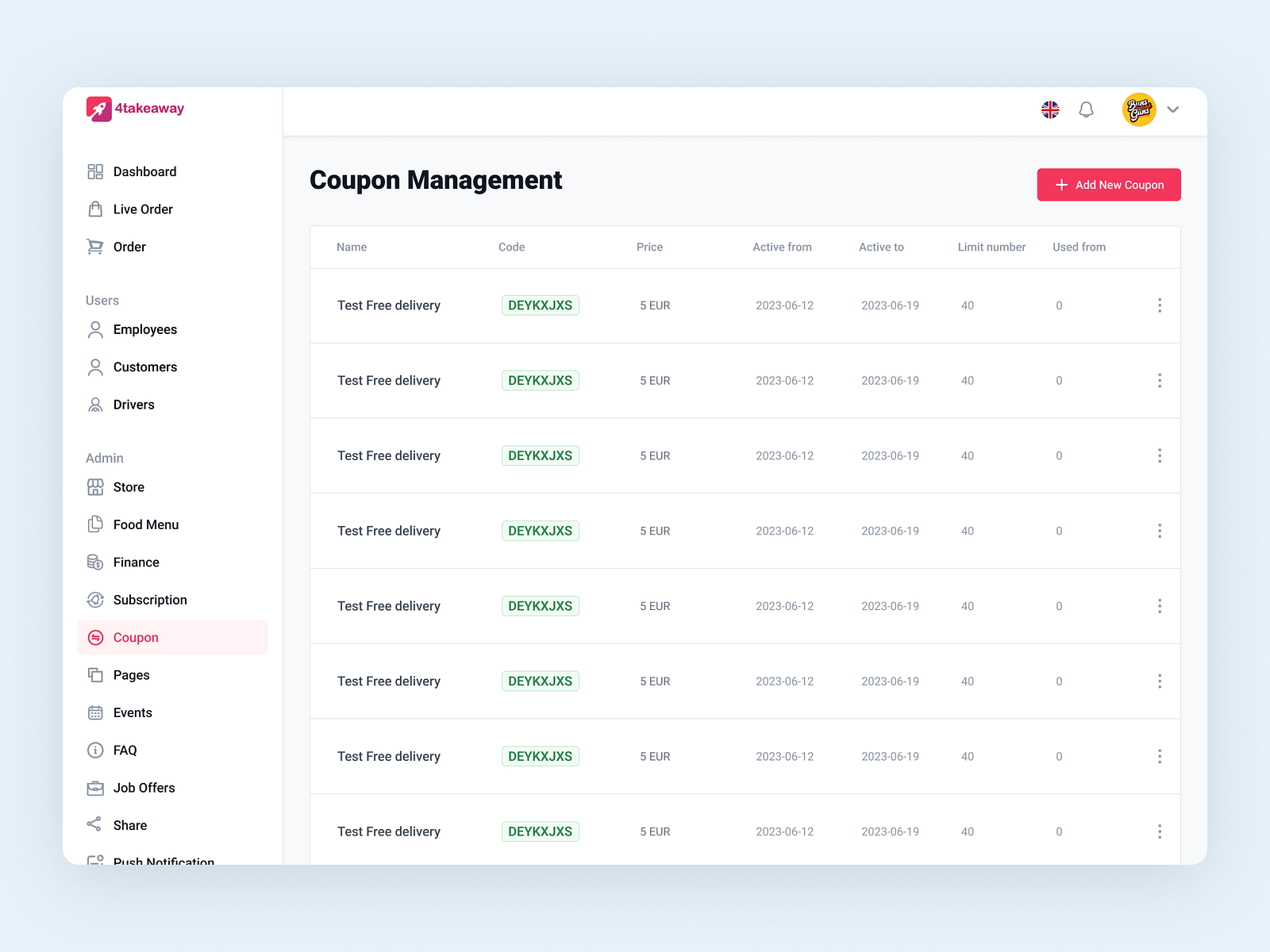 Coupon Management Dashboard Design by Daniel Barr for Luminalogik on ...