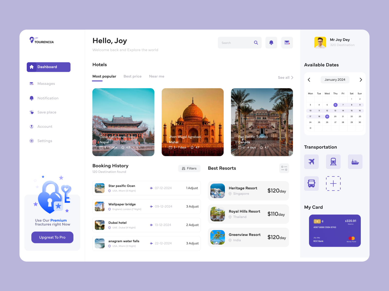 TOURENCIA - Tour & Travel Dashboard Design by Mr JD on Dribbble