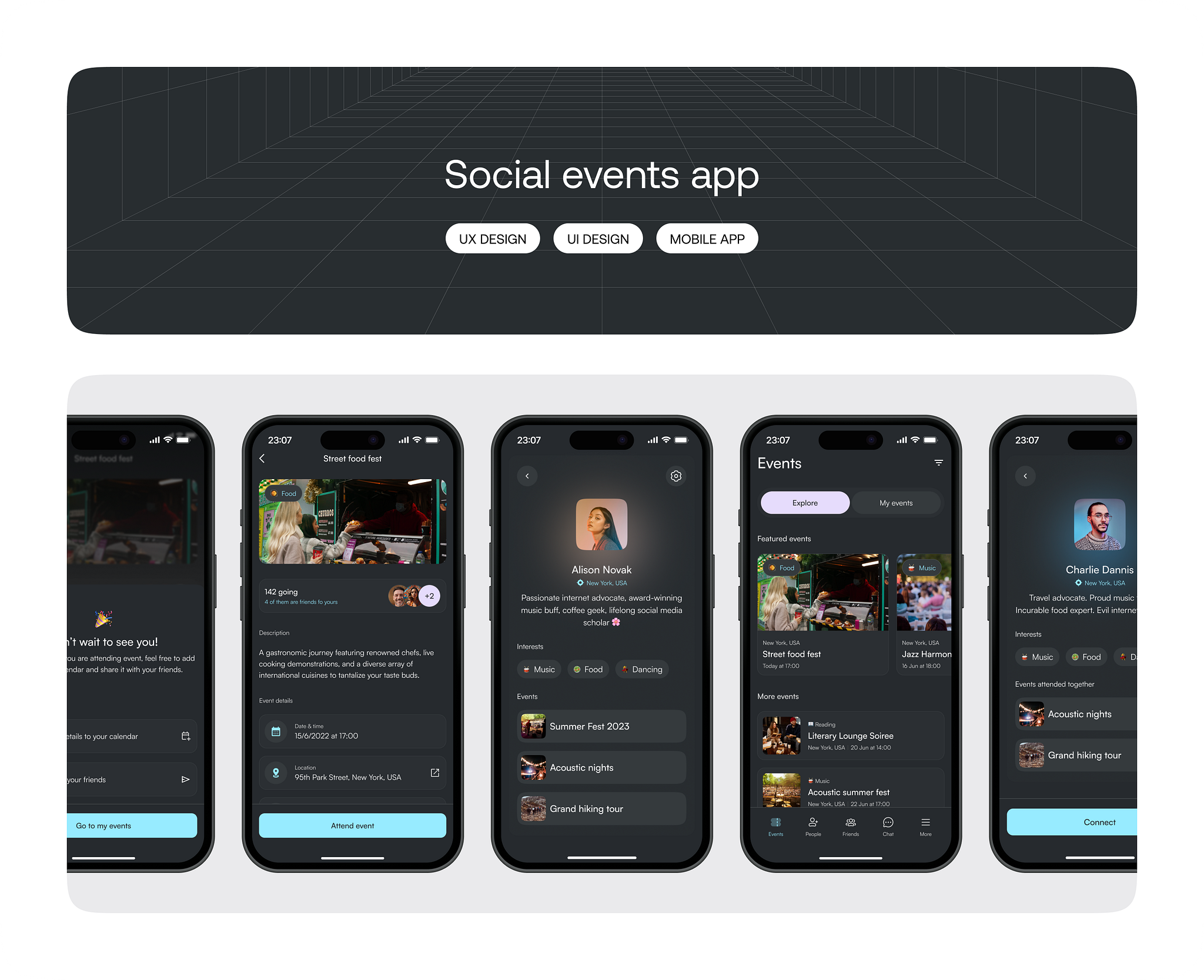 Social events app by Alen Hamidović on Dribbble