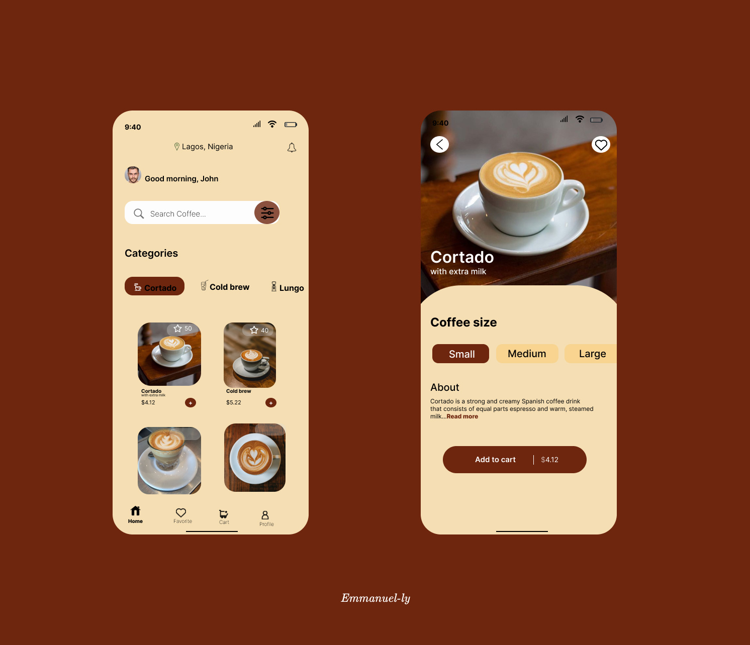 Coffee app UI by Emmanuel Izuchi on Dribbble