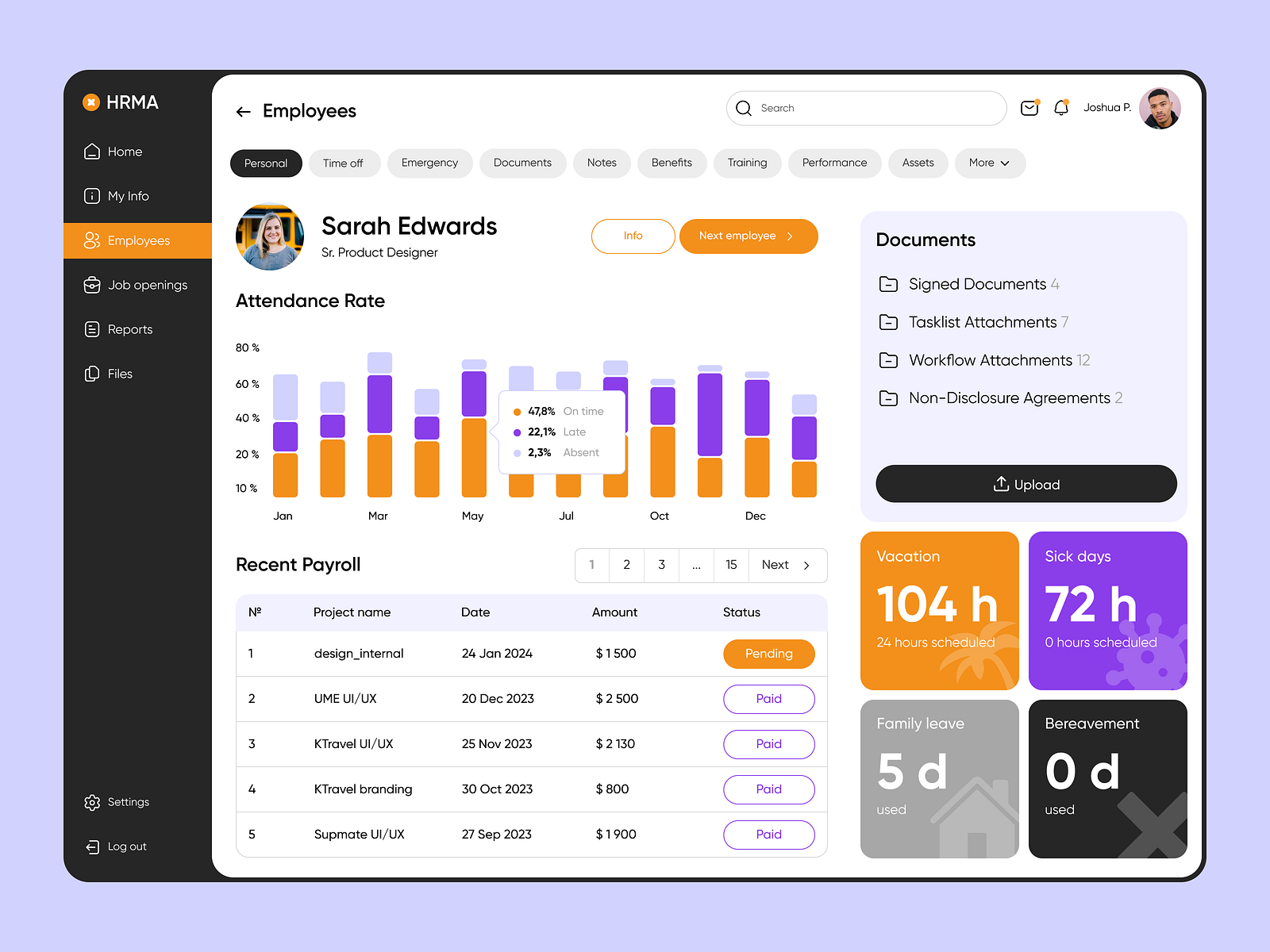 HR Portal Design Concept by Ronas IT | UI/UX Team on Dribbble