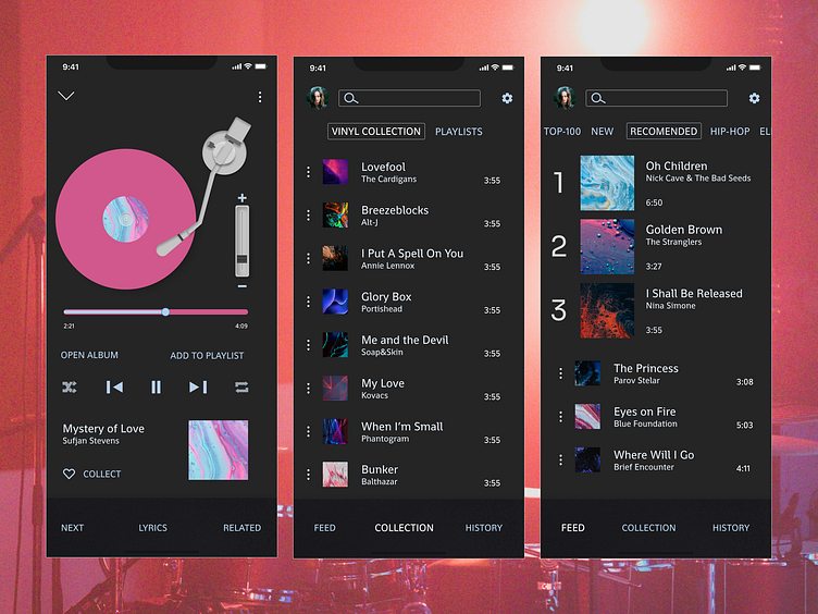 CONCEPT | VINYL MUSIC APP | UI DESIGN by Julia Martynovych on Dribbble