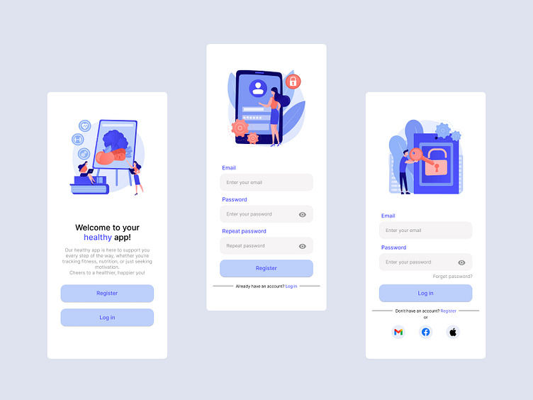 Login, Sign-up and Forgot password Screens by Fereshteh Dostdar on Dribbble