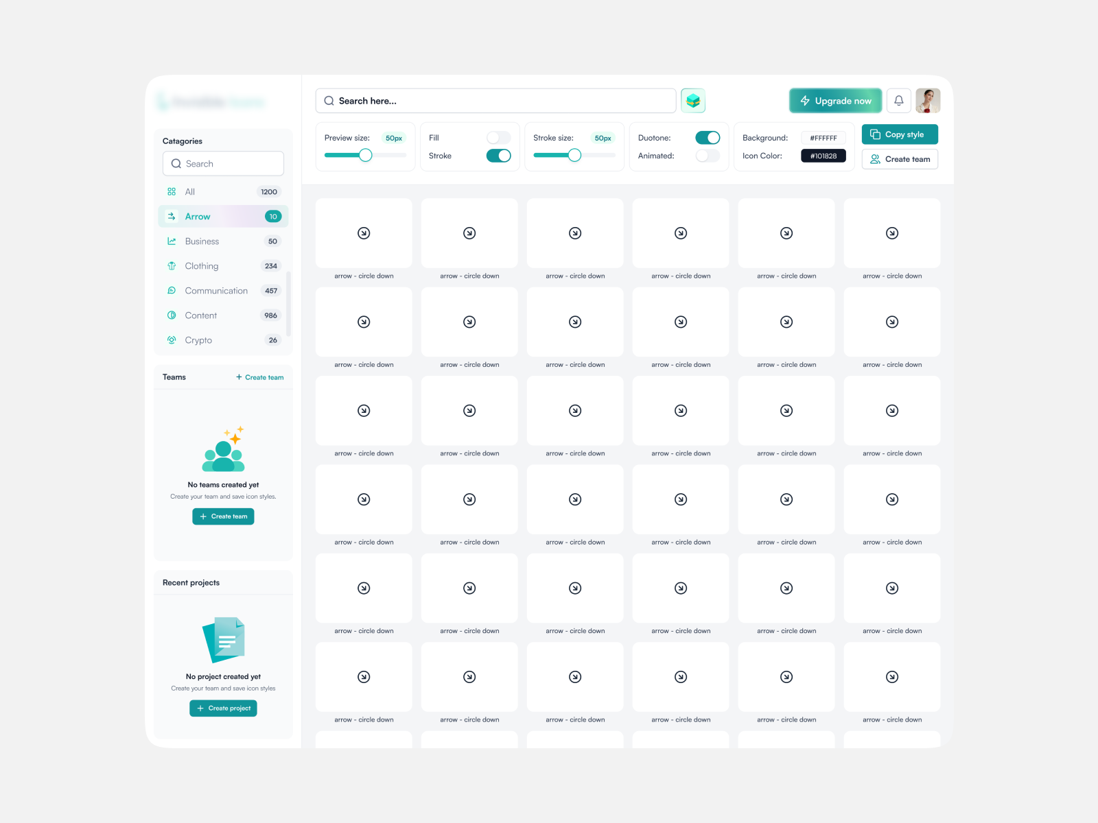 Icon Library Web Application - Home page by Md Manjurul Islam on Dribbble