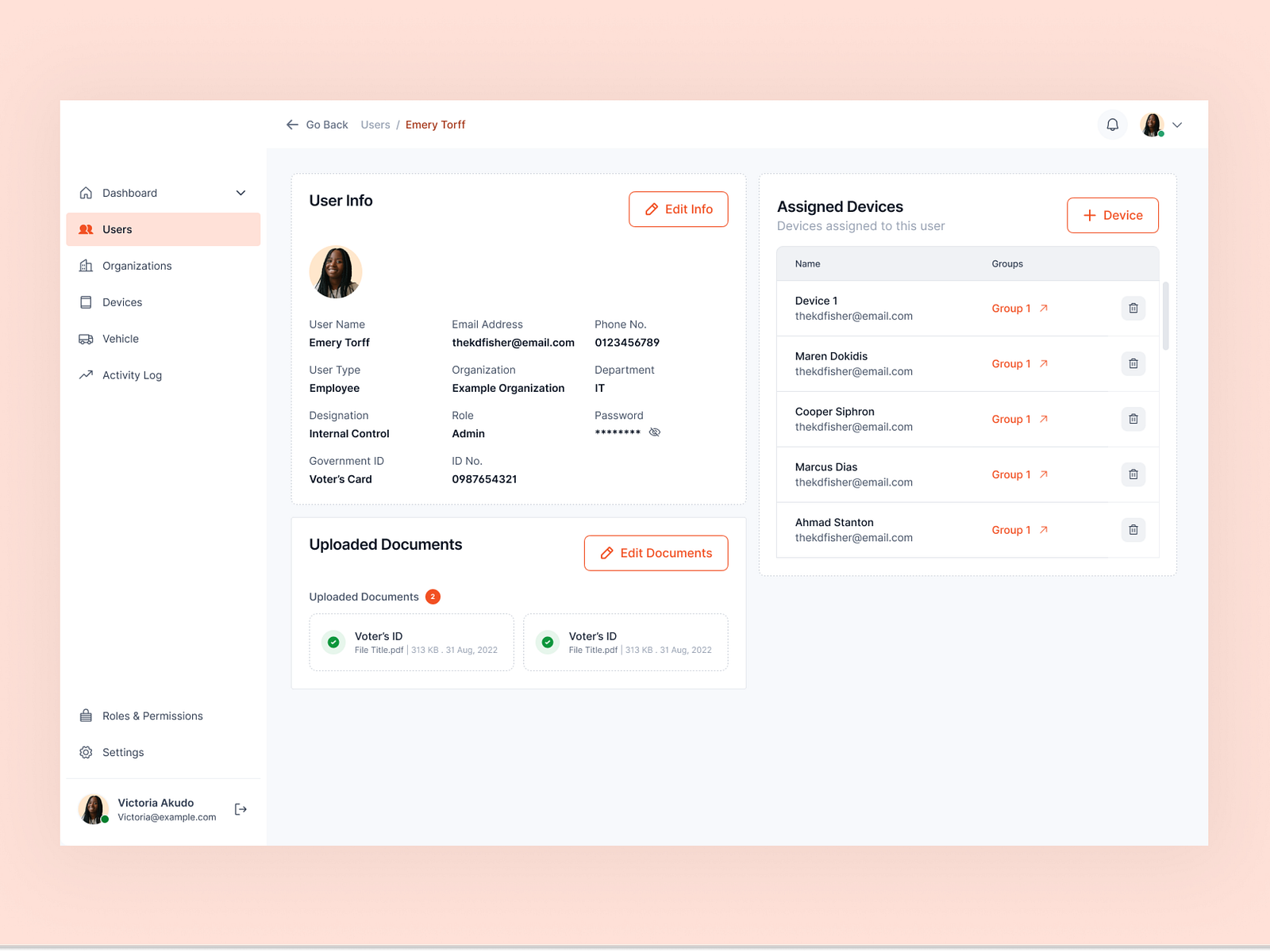 User Info Page by Victoria Akudo on Dribbble