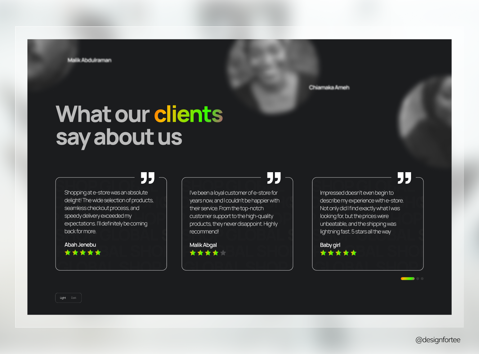 E-commerce Website- Testimonial Section by Faith Oya on Dribbble