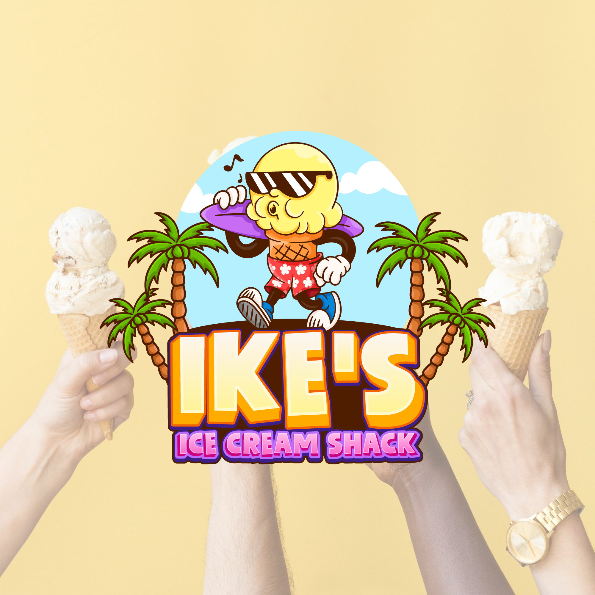 Logo Design for Ike's Ice Cream Shack 🍨🌴🌊 by Ahsen on Dribbble