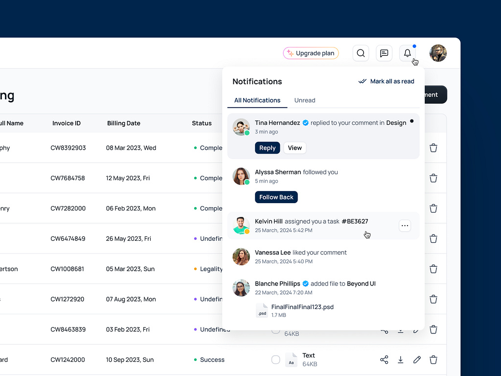 Notifications window by Beyond UI on Dribbble