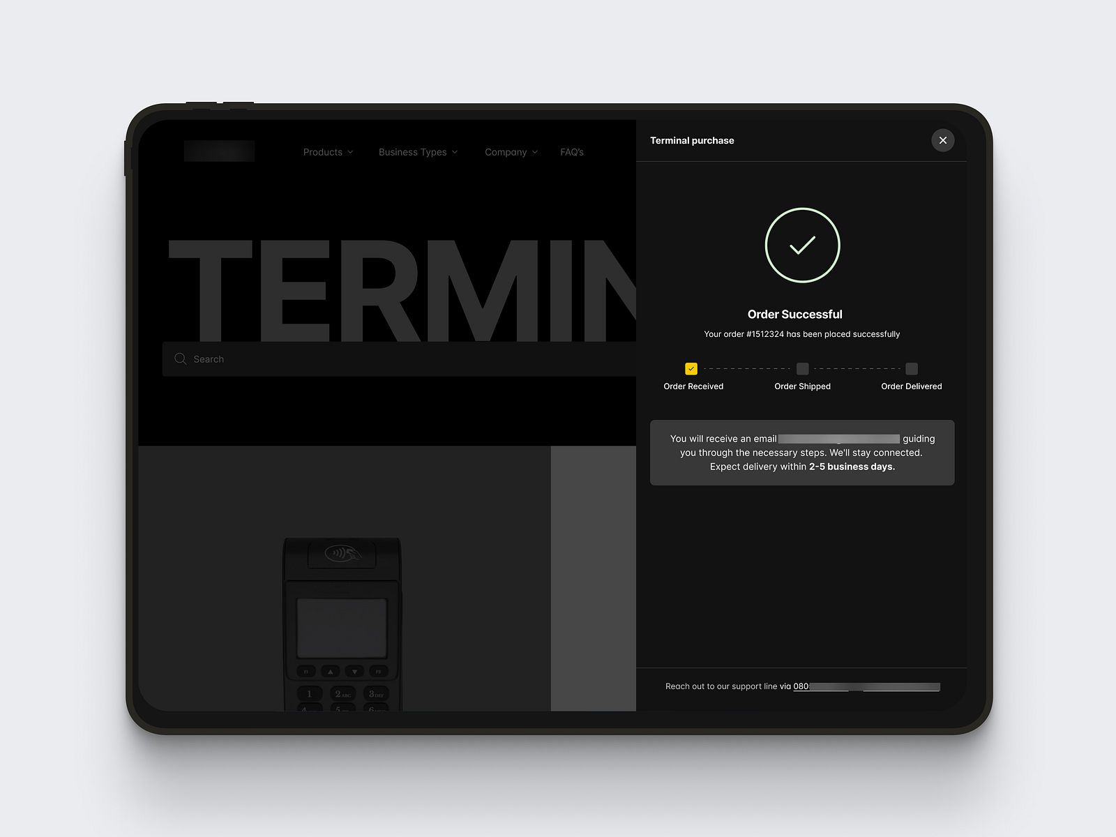 Terminal Purchase - Success page by Victor Onazi on Dribbble