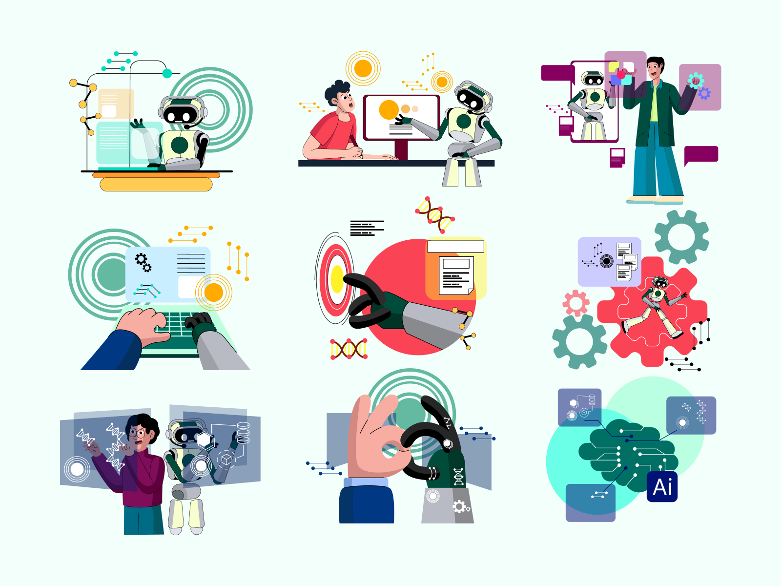 Human VS AI Illustration by Vektora Illustration for Vektora on Dribbble