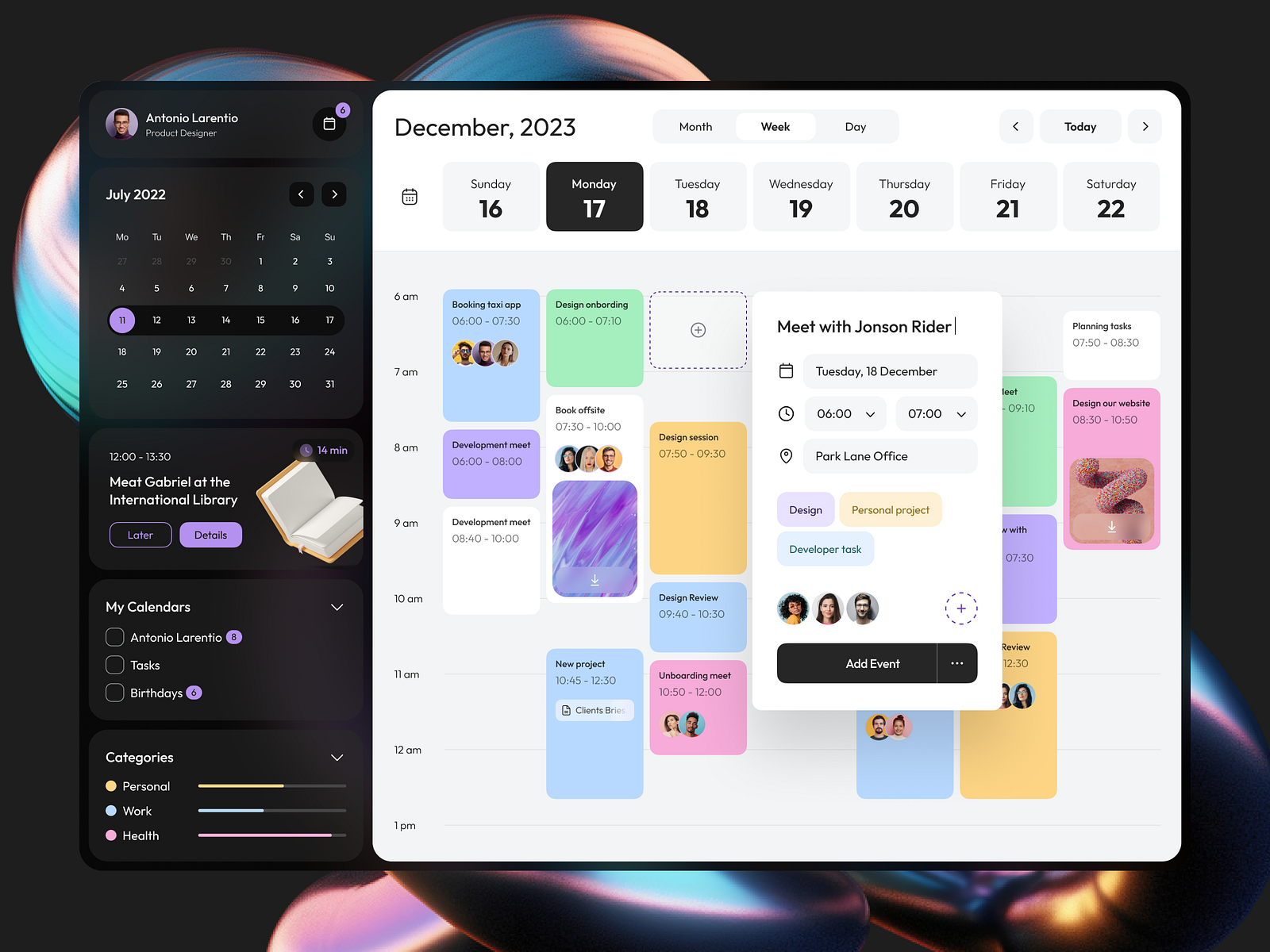 Calendar Dashboard Design Concept By Dmitry Lauretsky For Ronas It Ui
