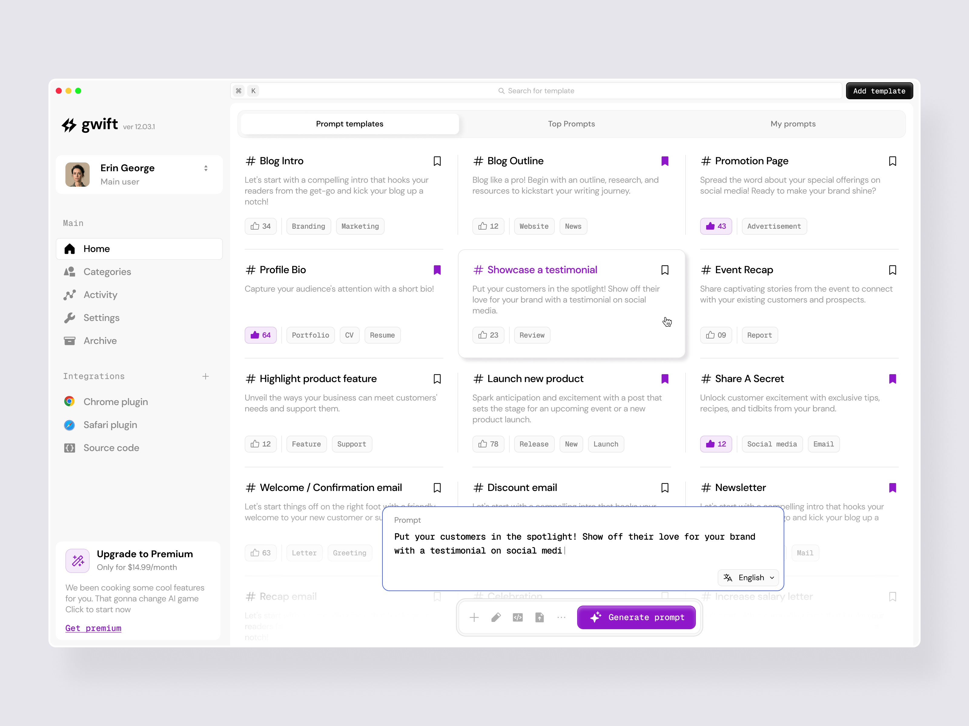 prompt engineering app: dashboard, ui, web app by Viet Dang for Implse ...