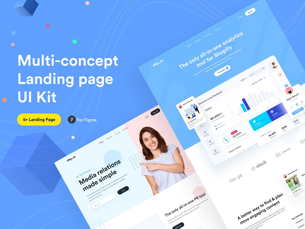 Multi-concept Landing page UI Kit by UI UX DESIGN on Dribbble