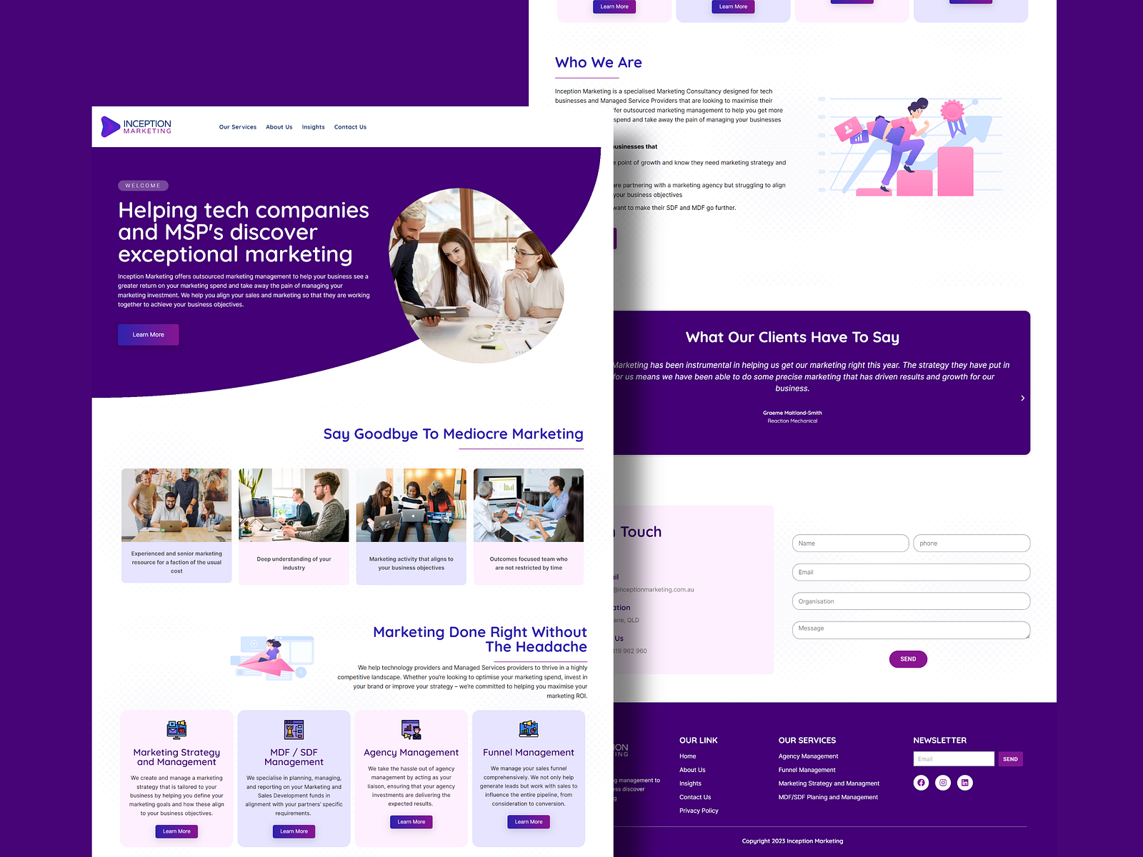 Inception Marketing Website Redesign by Service Slash on Dribbble