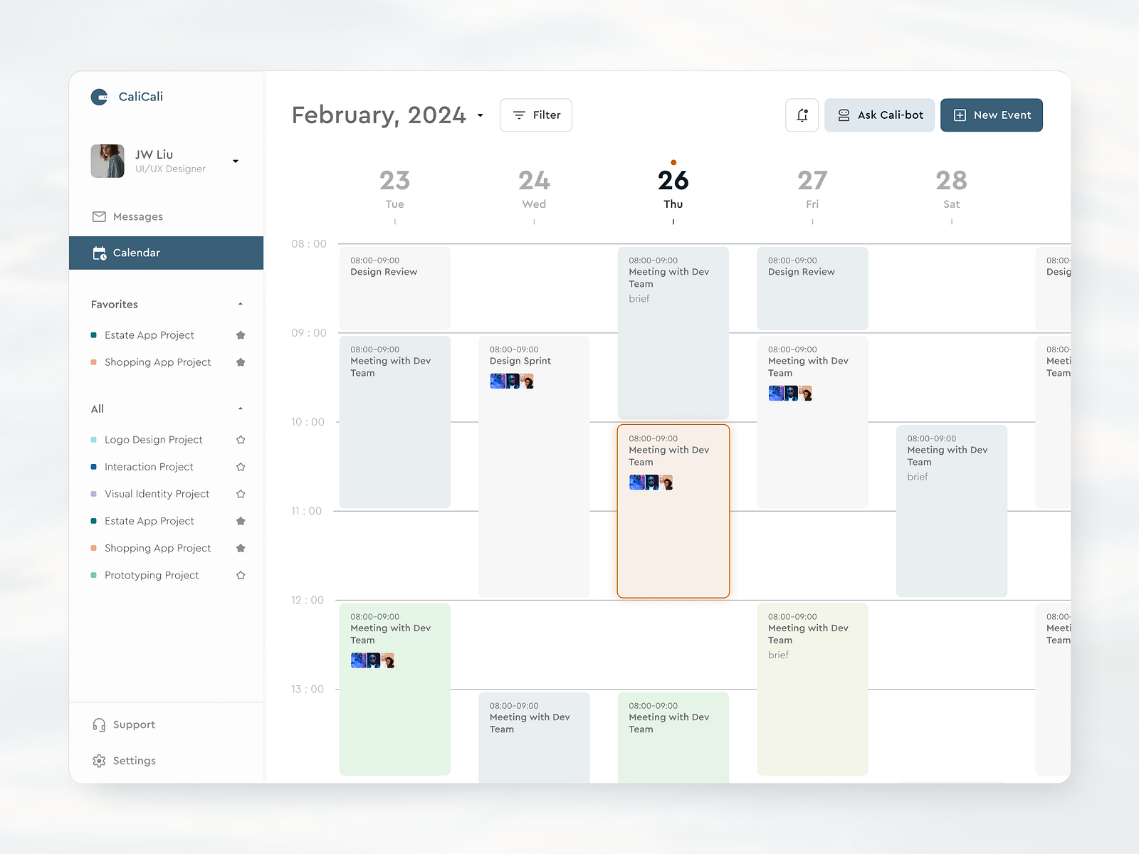 Calendar UI Design - Light Mode by Awen on Dribbble